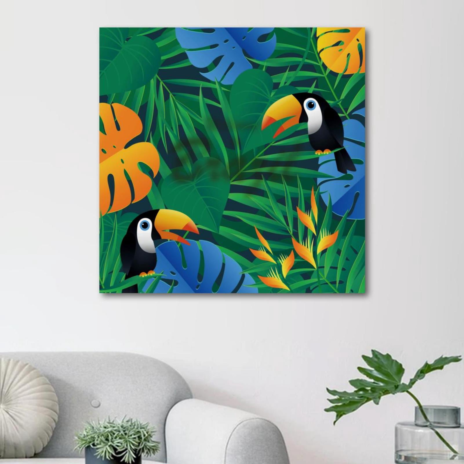 OWNSERIES Tropical Brazil Palm Leaves Toucan Pattern Canvas Wall Art ...