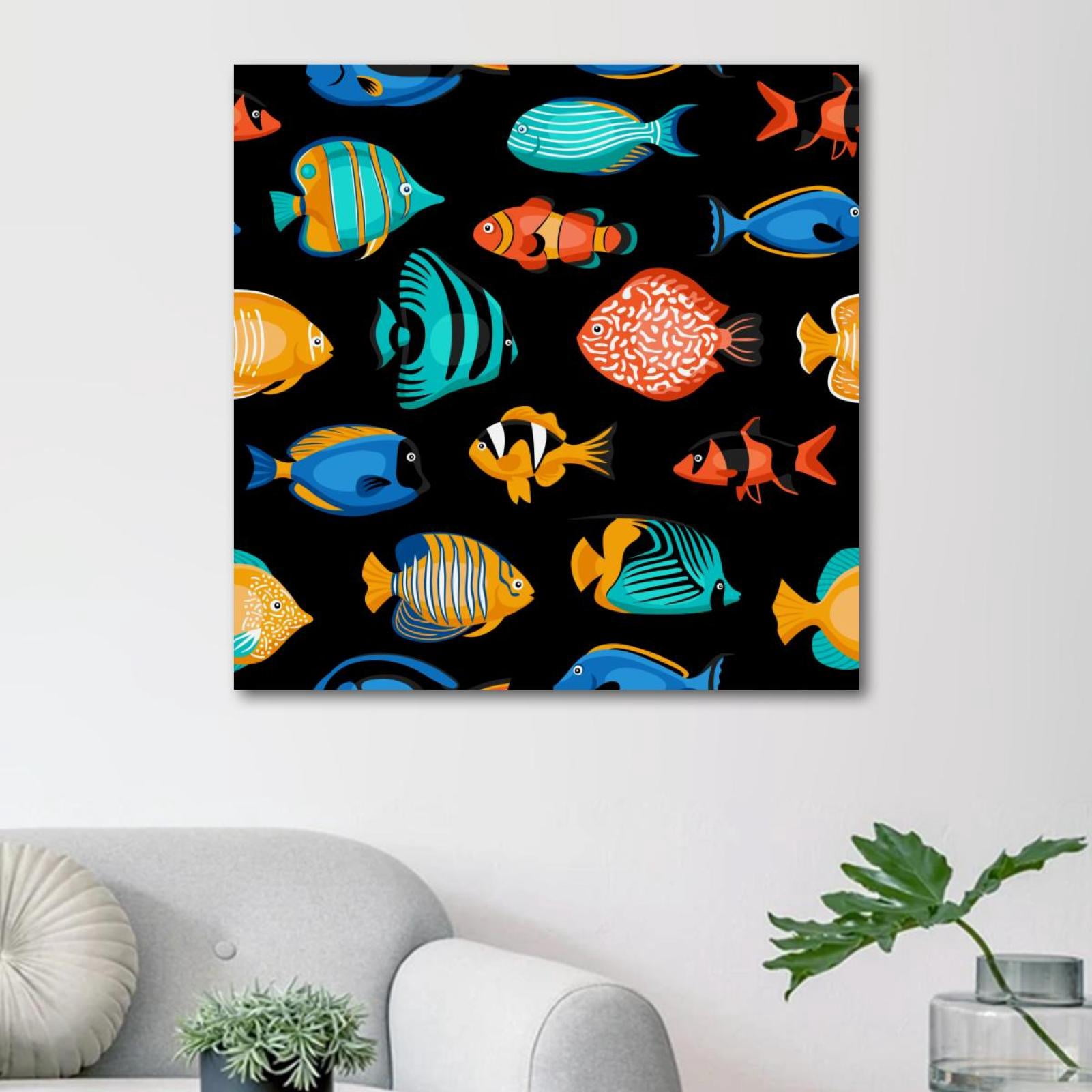 OWNSERIES Tropical Fish Pattern Canvas Wall Art Paintings for Living ...