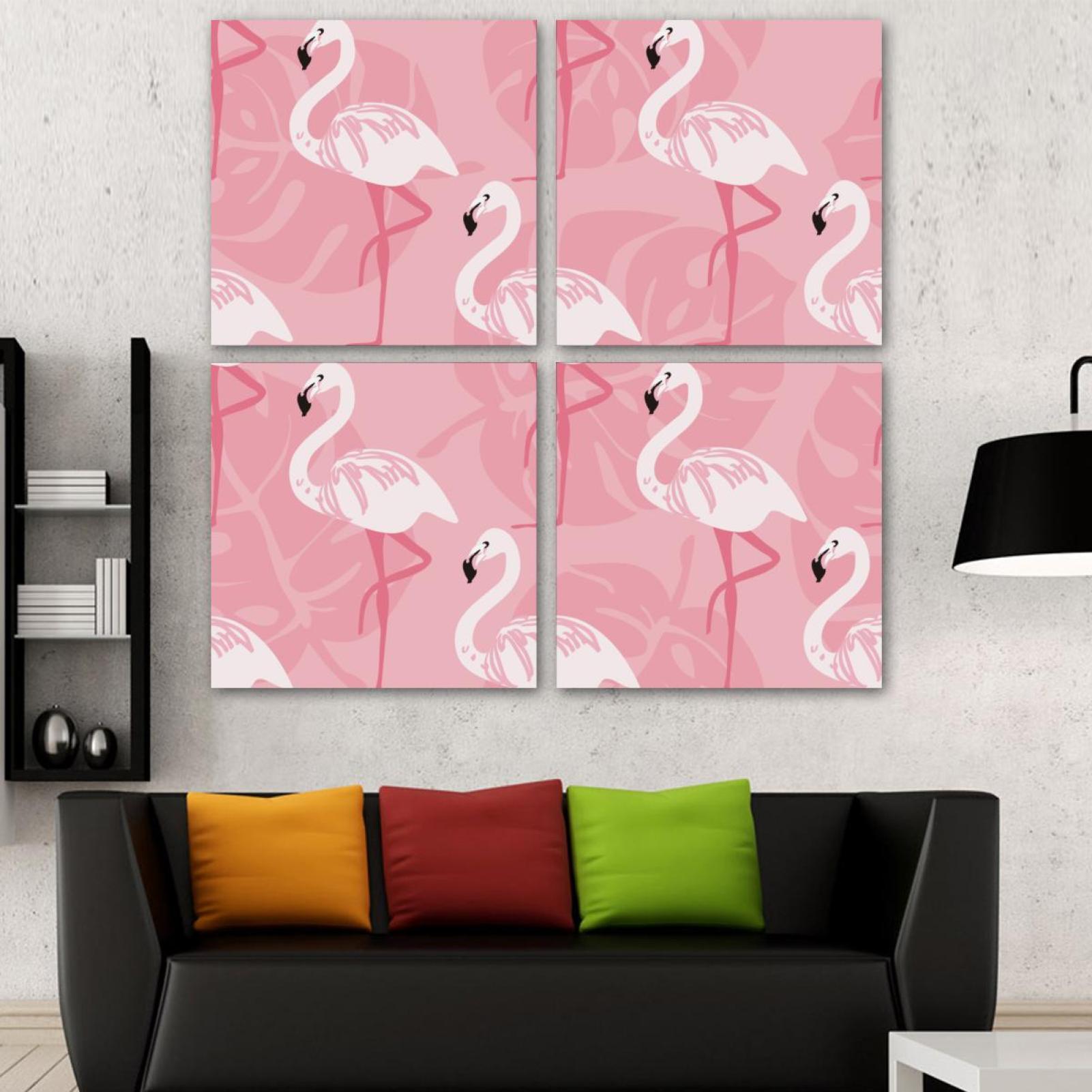 OWNSERIES Tropical Pink Flamingo Pattern Pattern 4PC Frameless Canvas ...