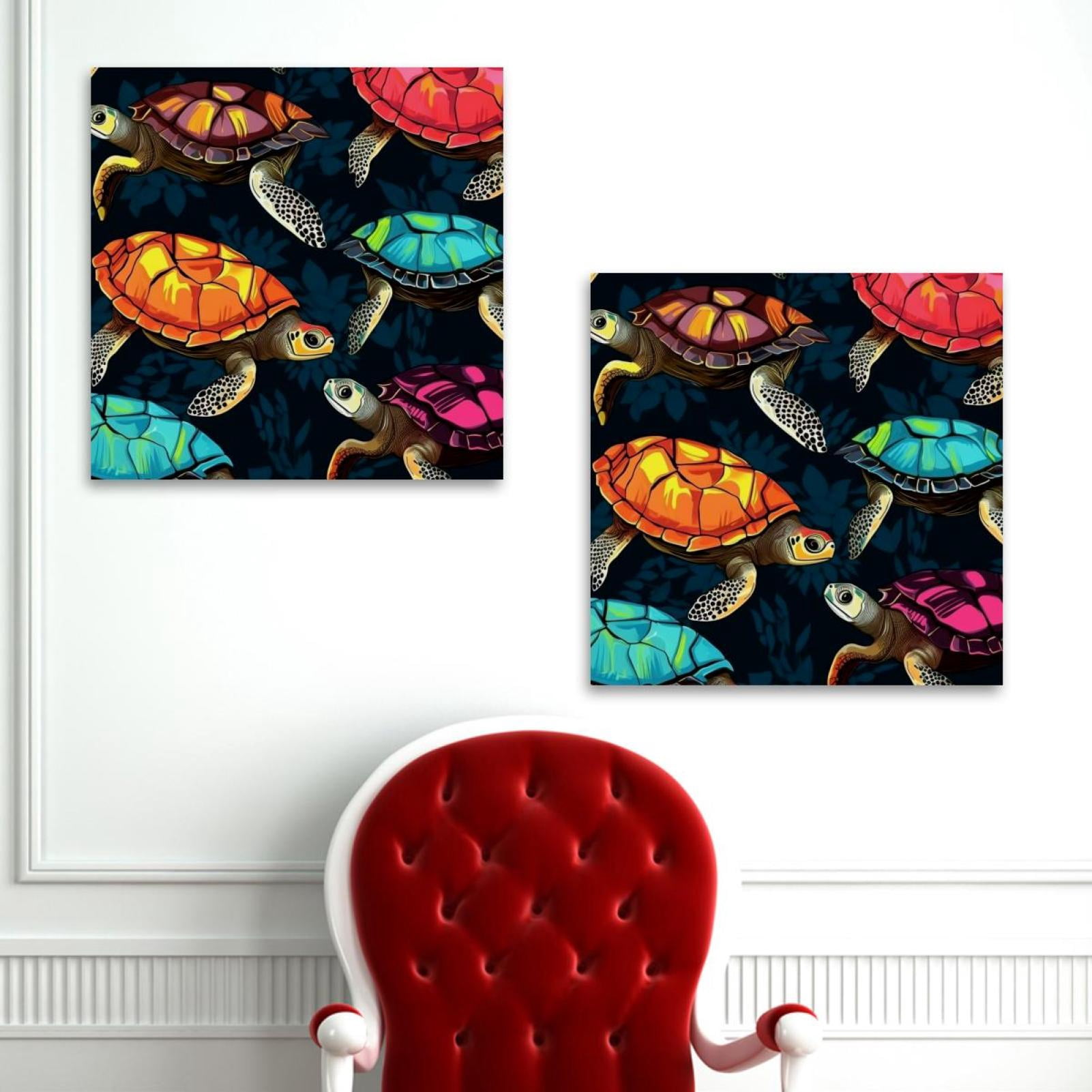 OWNSERIES Turtle Pattern 2PC Canvas Wall Art Paintings for Living Room ...