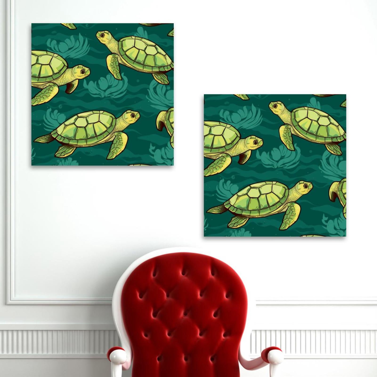 OWNSERIES Turtle Pattern 2PC Canvas Wall Art Paintings for Living Room ...