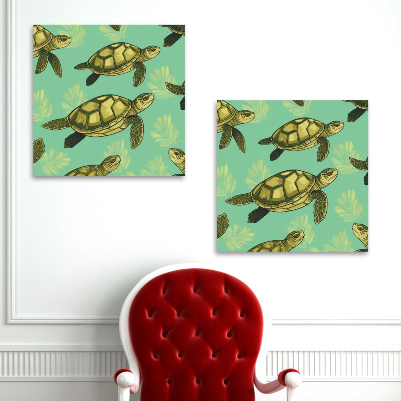OWNSERIES Turtle Pattern 2PC Canvas Wall Art Paintings for Living Room ...