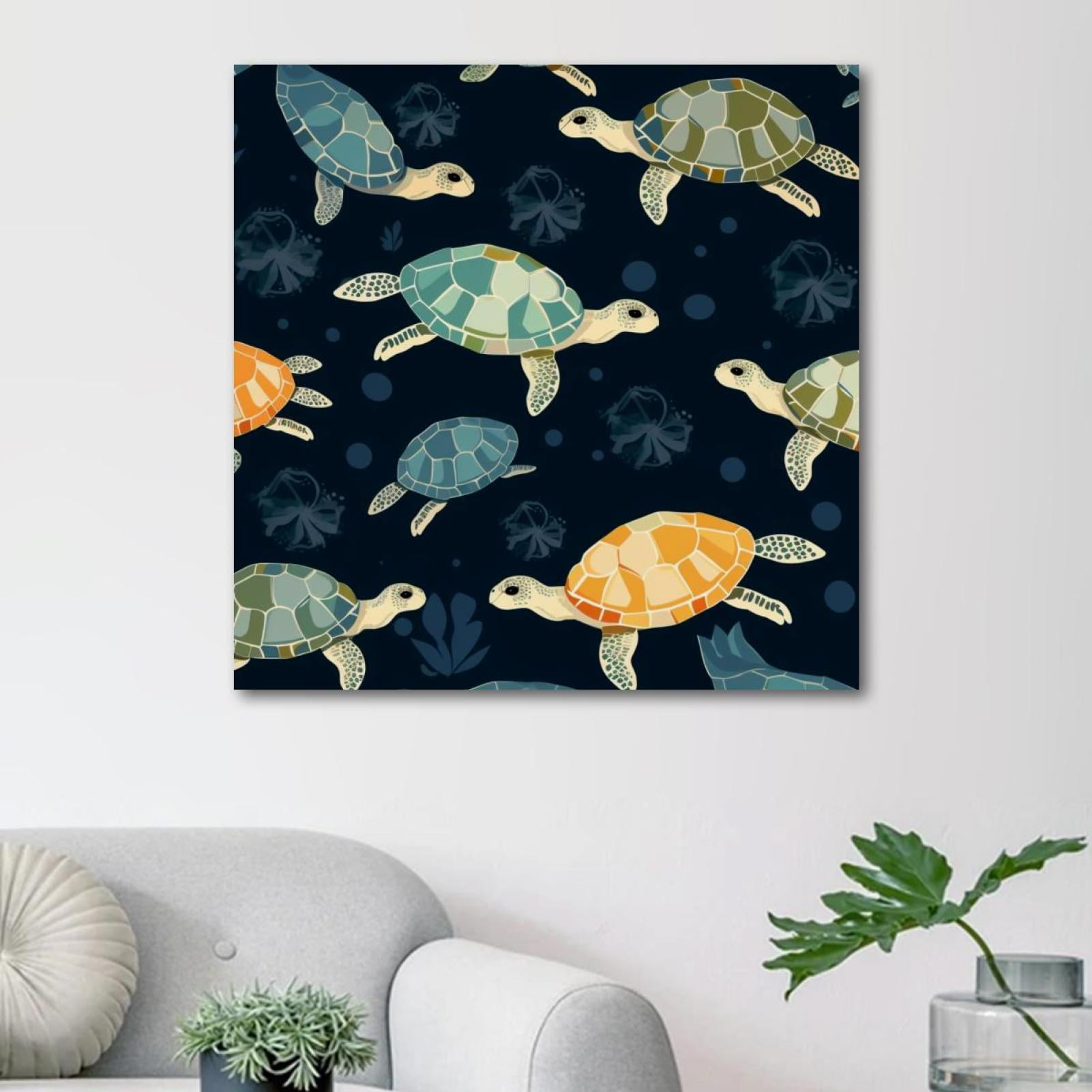 OWNSERIES Turtle Pattern Canvas Wall Art Paintings for Living Room ...