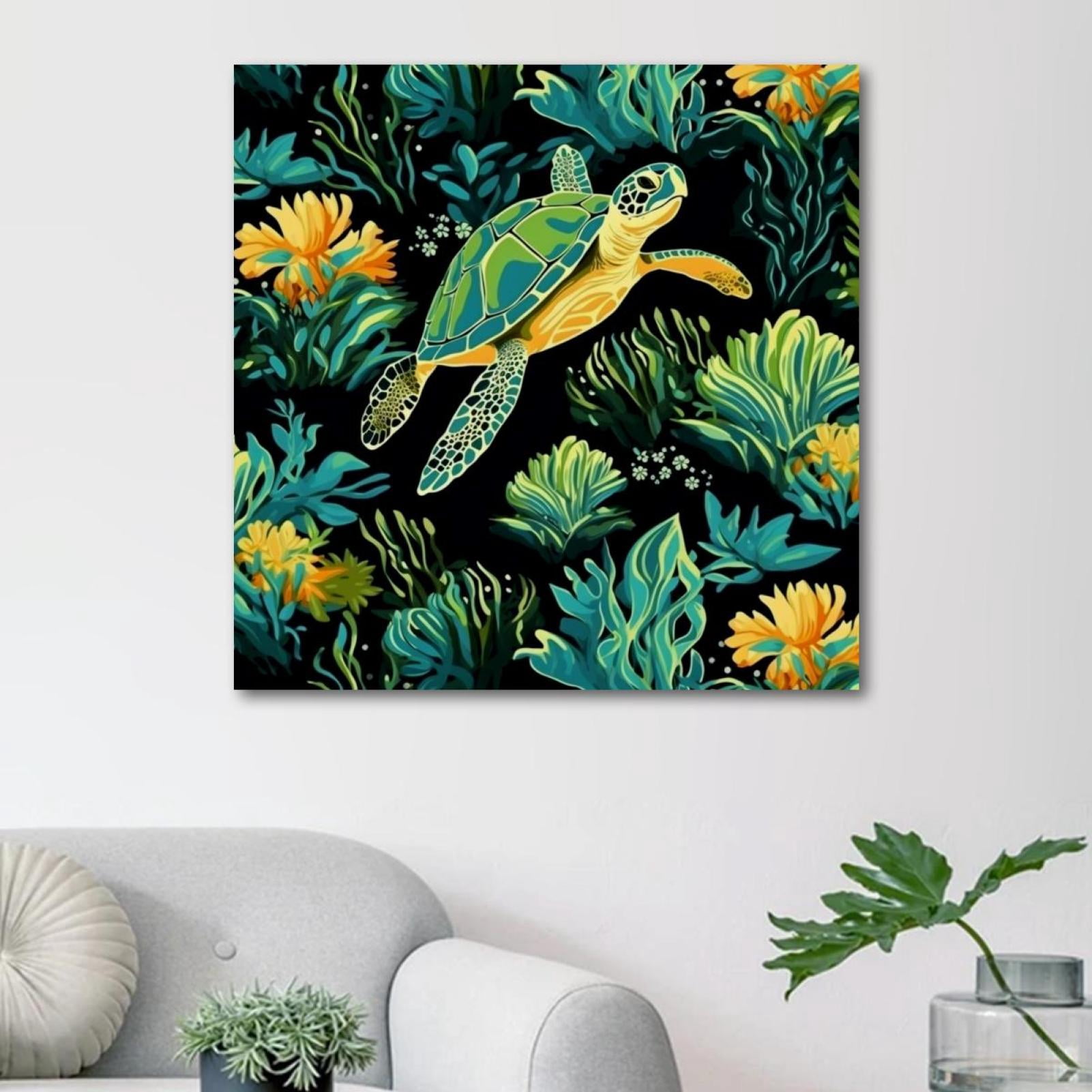 OWNSERIES Turtle Pattern Canvas Wall Art Paintings for Living Room ...
