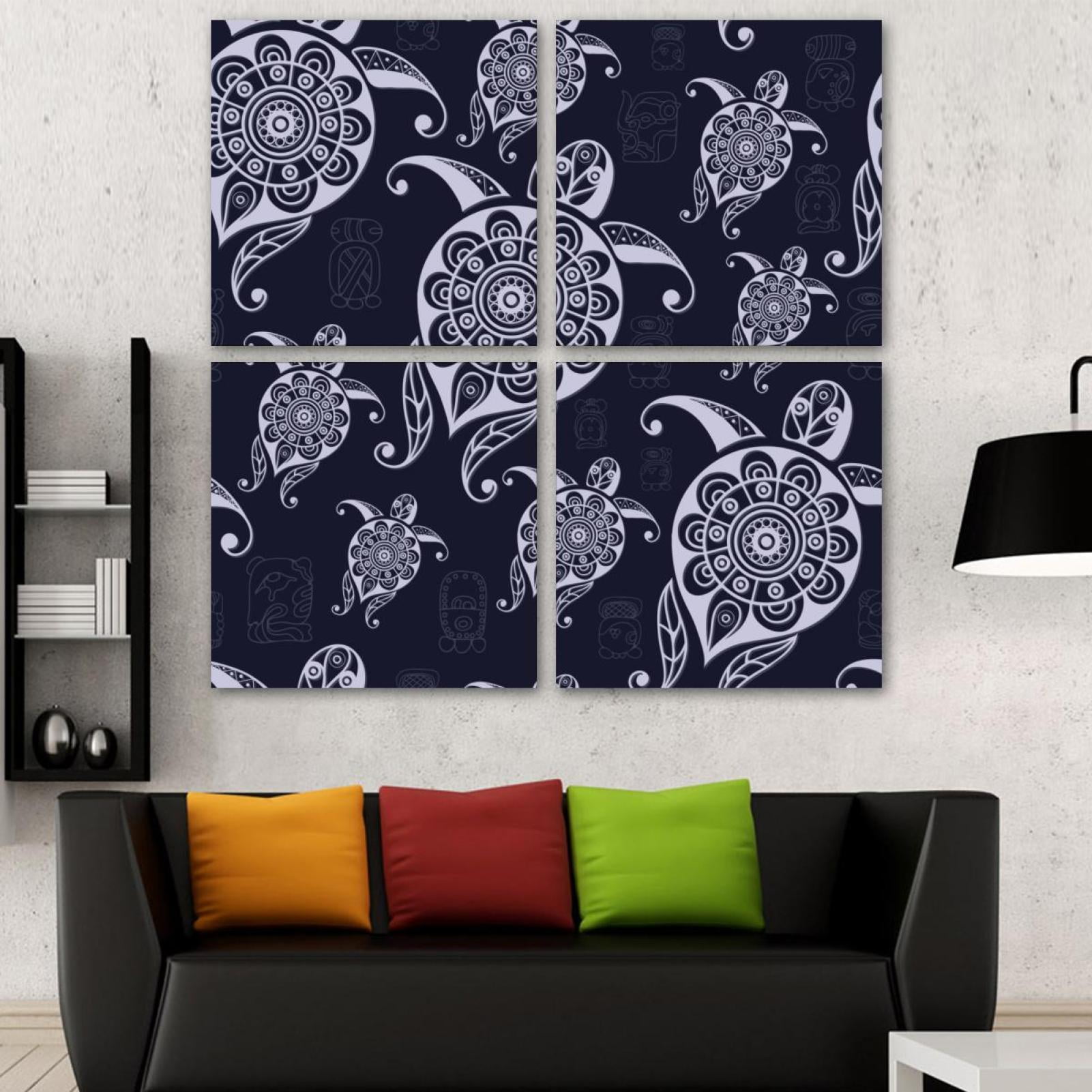 OWNSERIES Turtle Tortoise Boho Pattern 4PC Frameless Canvas Wall Art ...