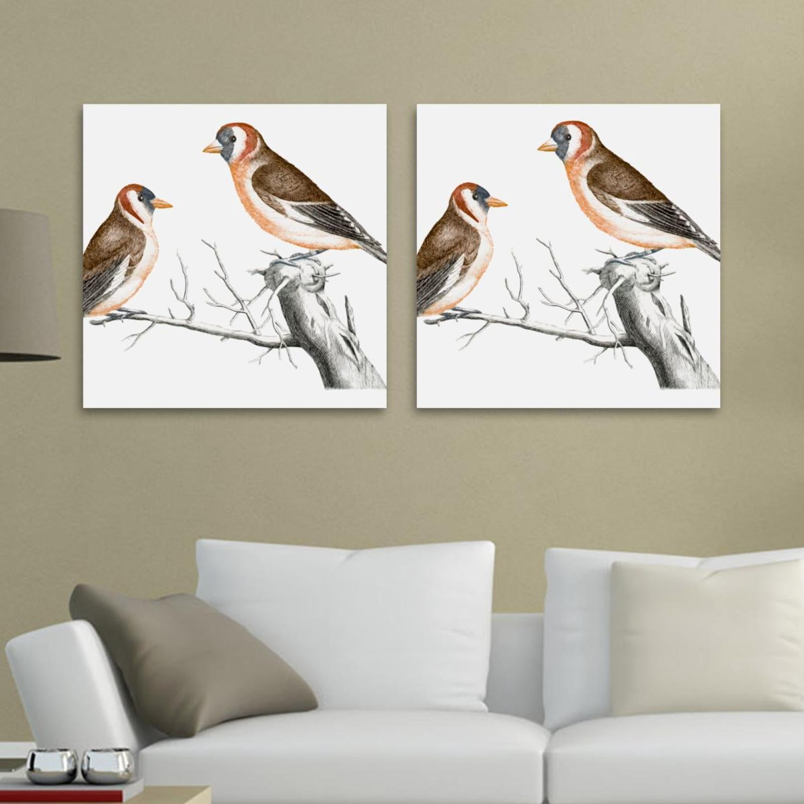 OWNSERIES Two Birds on Branch Pattern 2PC Canvas Wall Art Paintings for ...