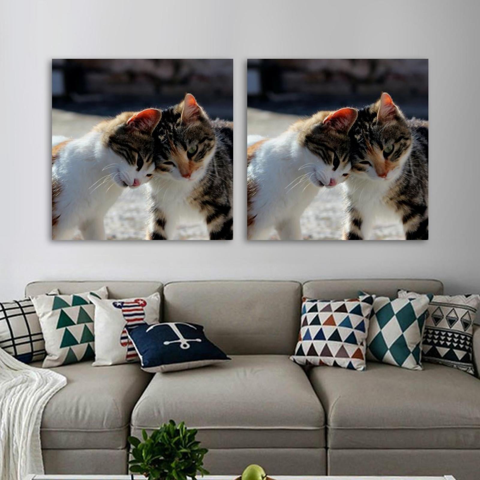 OWNSERIES Two Cats Pattern 2PC Canvas Wall Art Paintings for Living ...