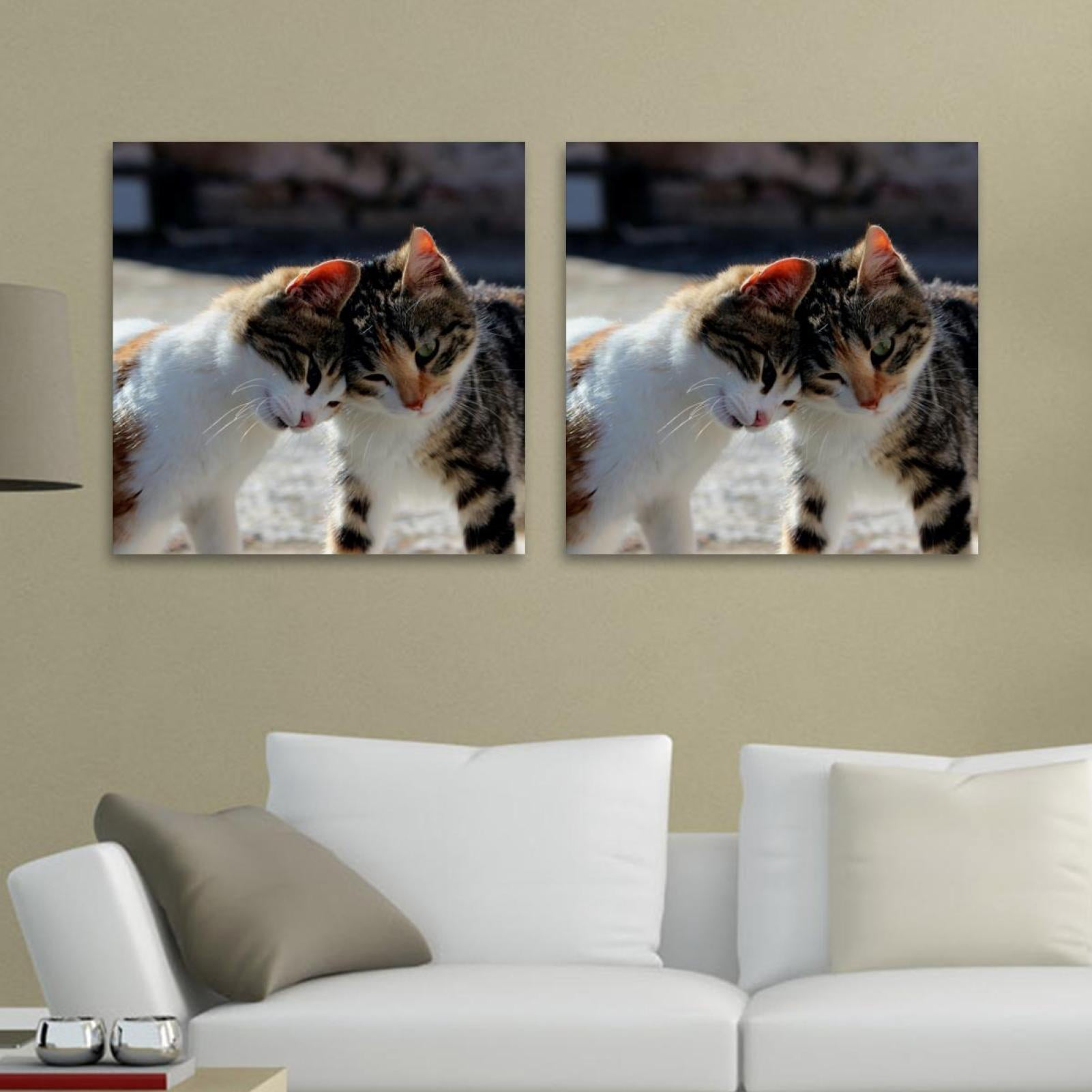 OWNSERIES Two Cats Pattern 2PC Canvas Wall Art Paintings for Living ...