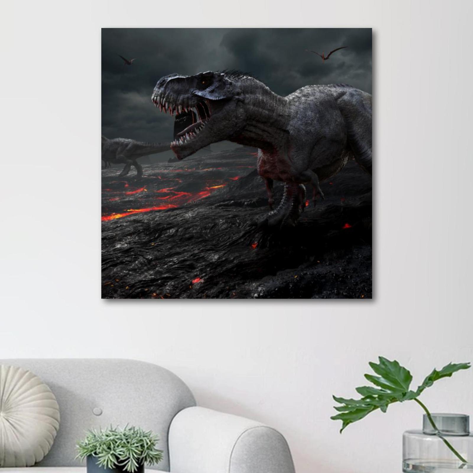 OWNSERIES Tyrannosaurus Rex Dinosaur 3D Pattern Canvas Wall Art ...