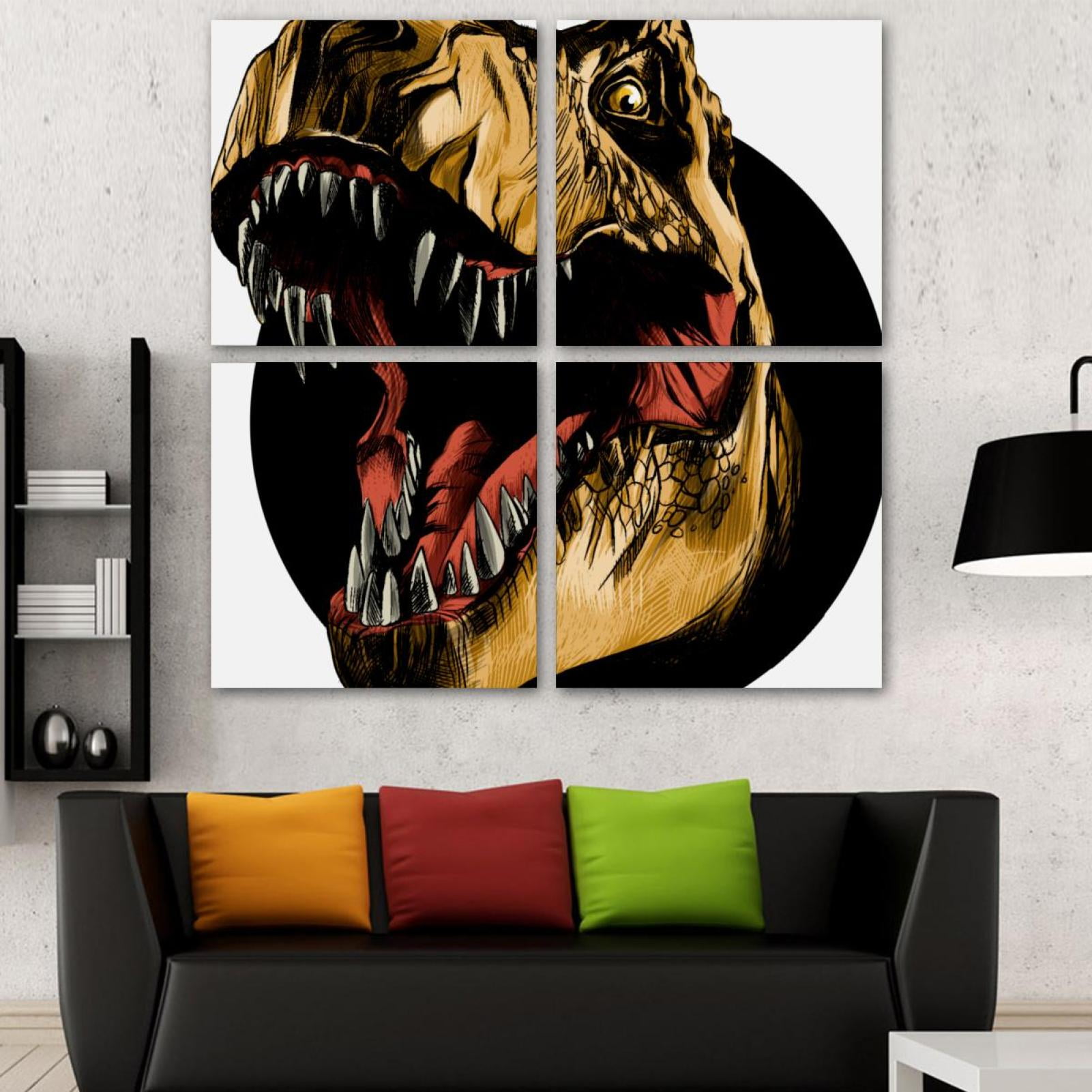 OWNSERIES Tyrannosaurus Rex Dinosaur Pattern 4PC Frameless Canvas Wall ...