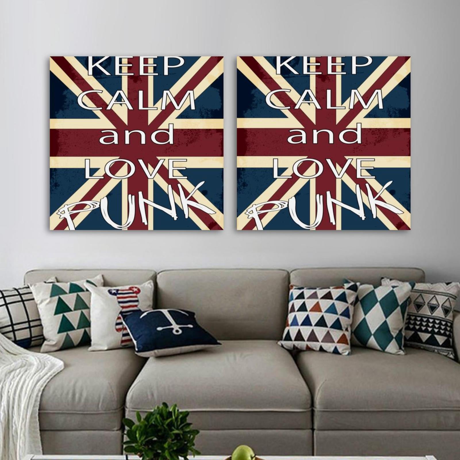OWNSERIES Uk England Flag Keep Calm and Love Pattern 2PC Canvas Wall ...
