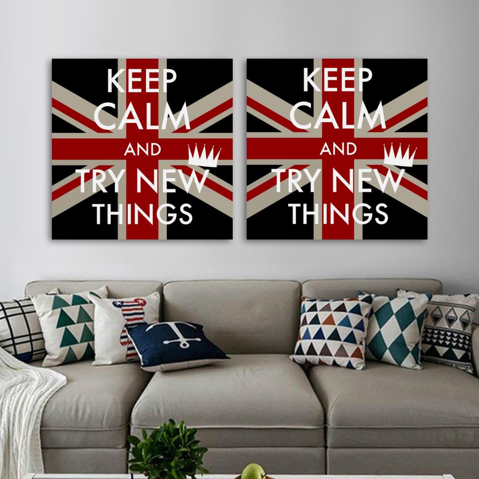 OWNSERIES Union Flag Inspirational Lettering Pattern 2PC Canvas Wall ...