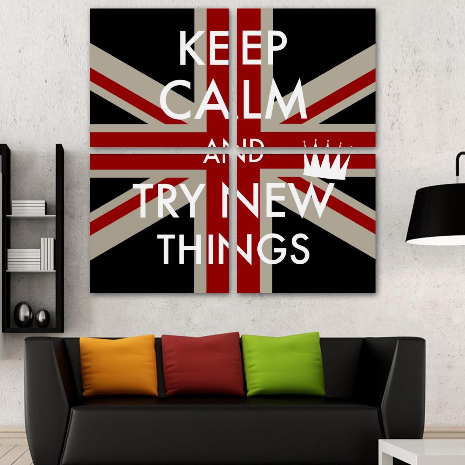 OWNSERIES Union Flag Inspirational Lettering Pattern 4PC Frameless ...