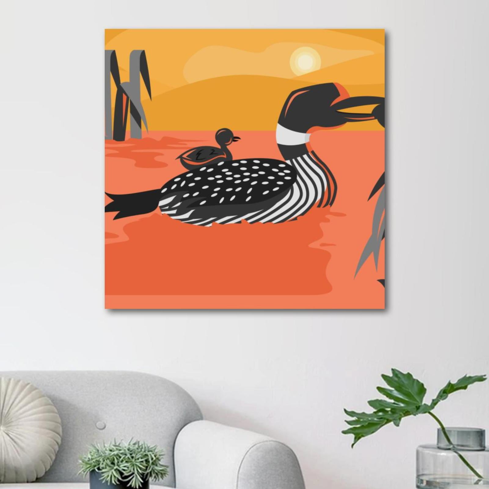 OWNSERIES Unique Loon Bird Pattern Canvas Wall Art Paintings for Living ...