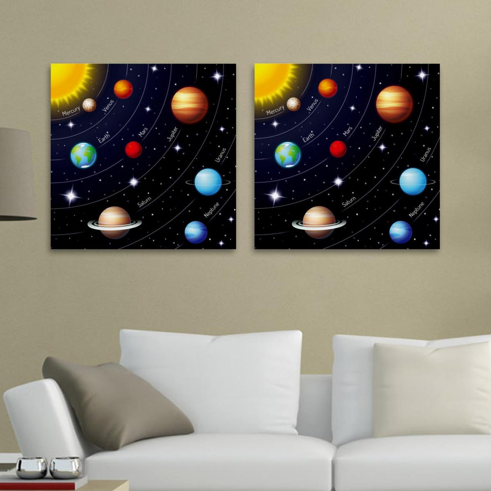OWNSERIES Universe Planet Pattern 2PC Canvas Wall Art Paintings for ...