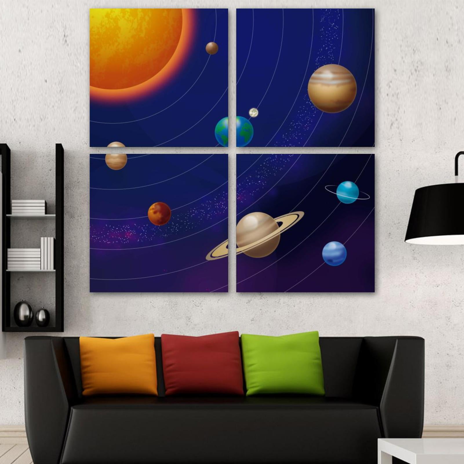 OWNSERIES Universe Solar System Planets Pattern 4PC Frameless Canvas ...