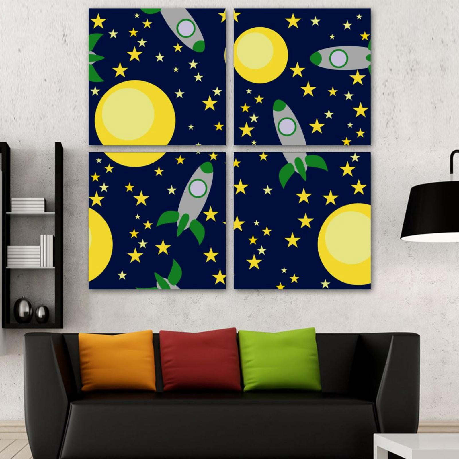 OWNSERIES Universe Space Planet Spaceship Star Pattern Pattern 4PC ...