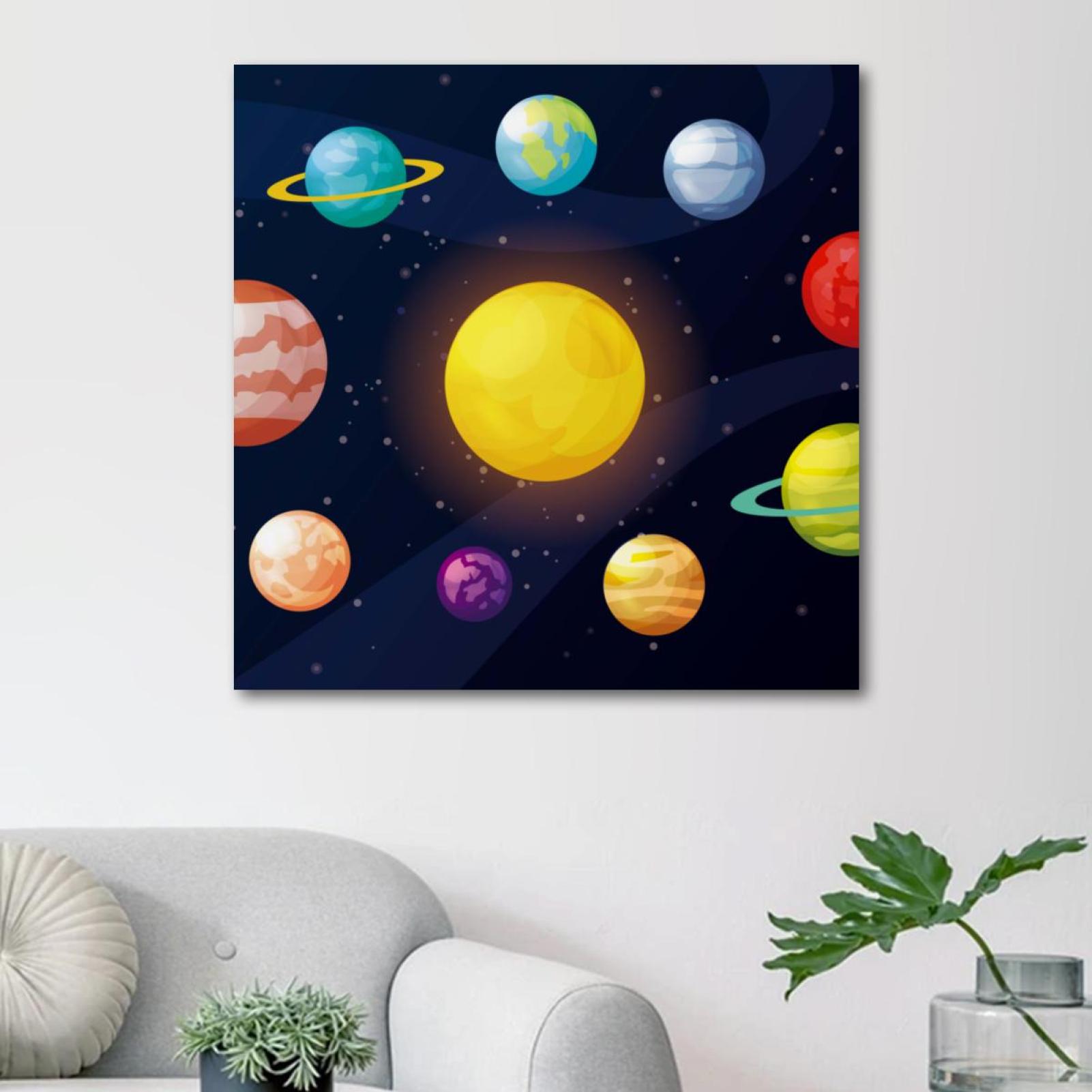 OWNSERIES Universe Space Planets Sun Pattern Canvas Wall Art Paintings ...