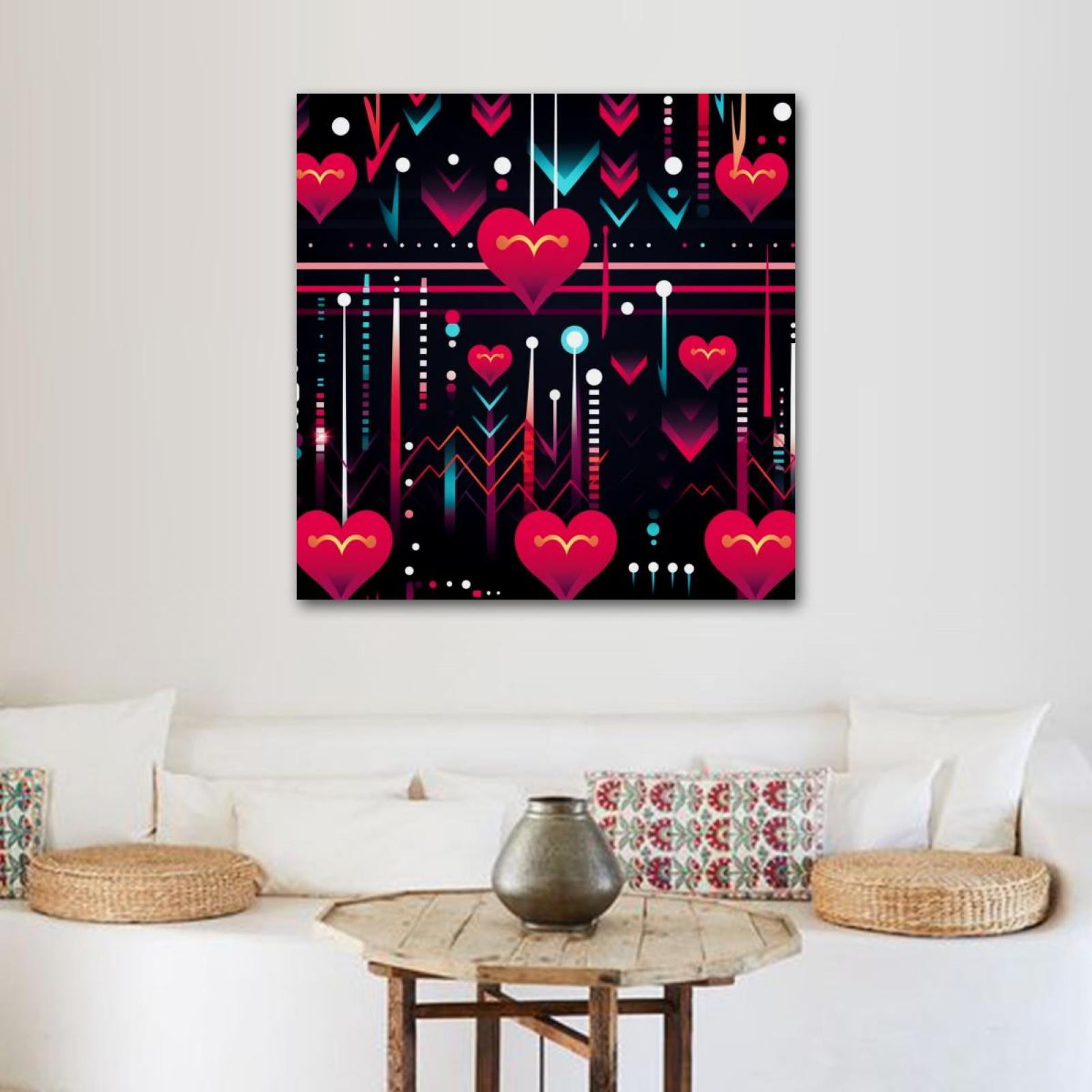 OWNSERIES Valentine's Day Heart EKG Pattern Canvas Wall Art Paintings ...