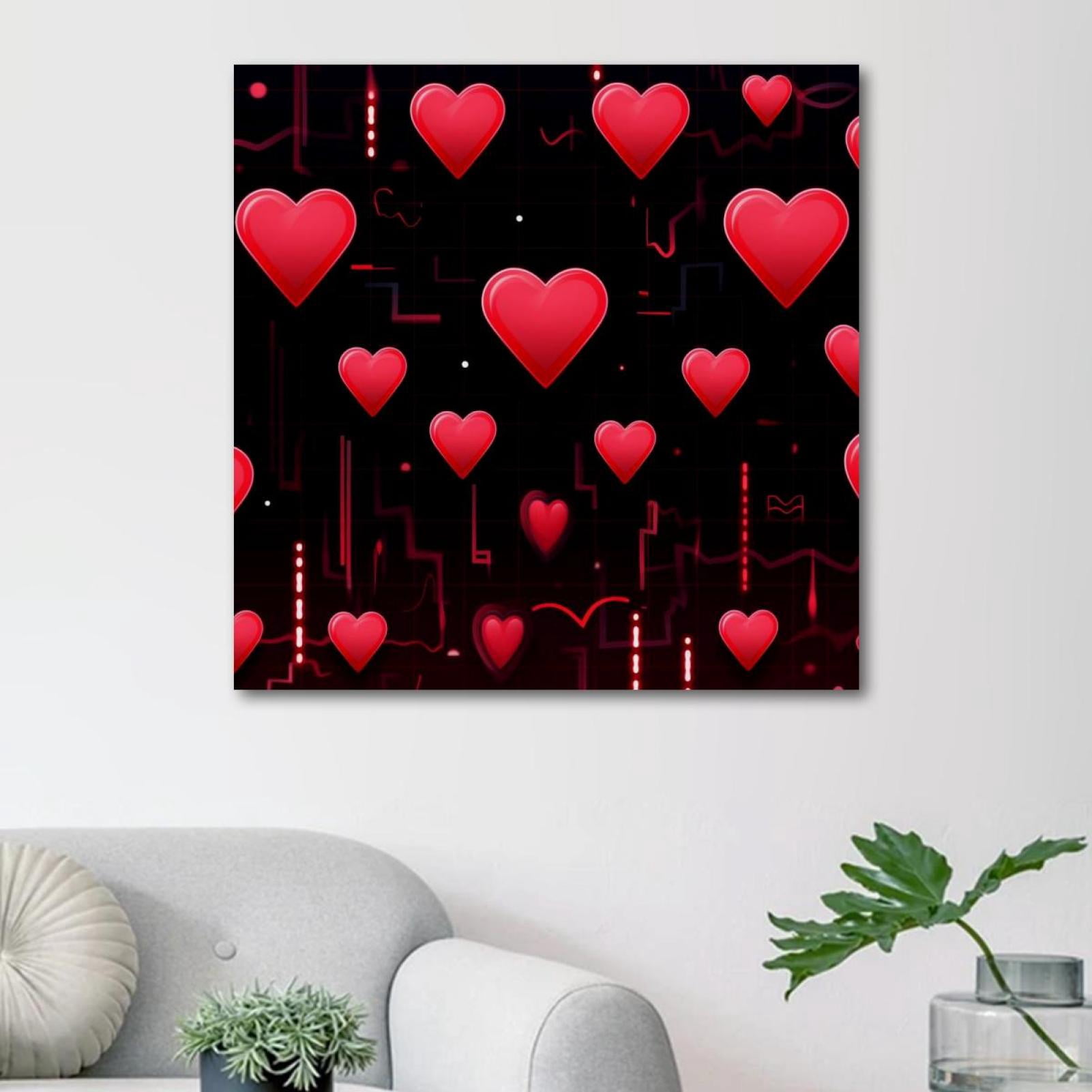 OWNSERIES Valentine's Day Heart EKG Pattern Canvas Wall Art Paintings ...
