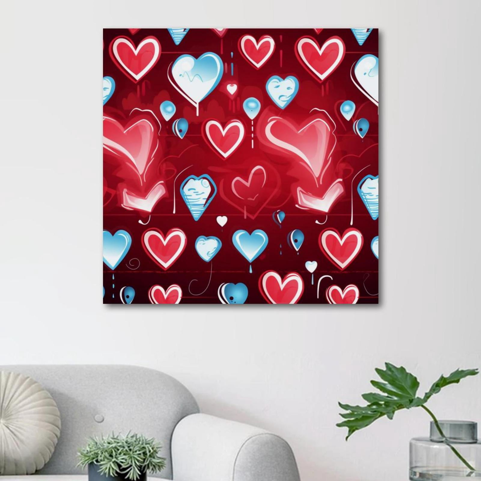 OWNSERIES Valentine's Day Heart EKG Pattern Canvas Wall Art Paintings ...