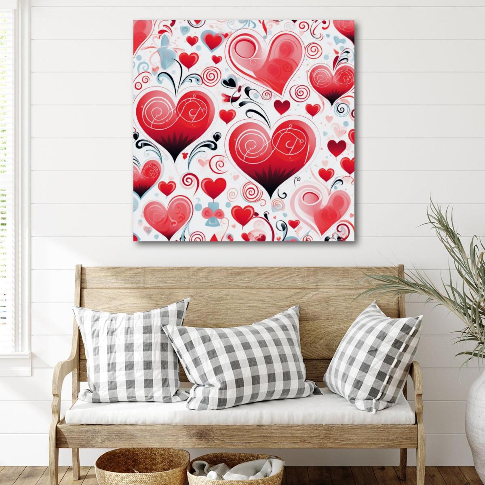 OWNSERIES Valentine's Day Love Hearts Pattern Canvas Wall Art Paintings ...
