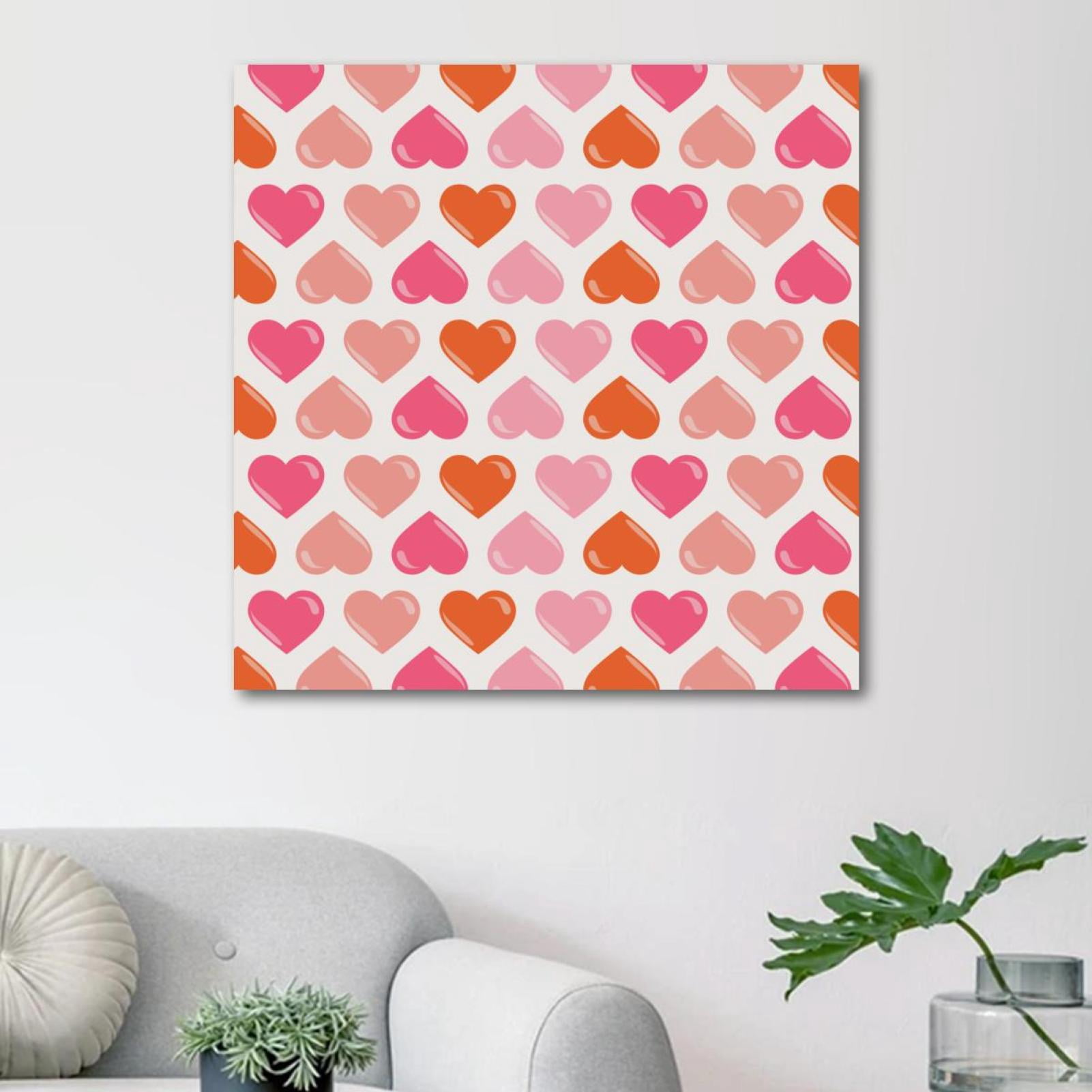OWNSERIES Valentine's Day Red Orange Love Pattern Canvas Wall Art ...
