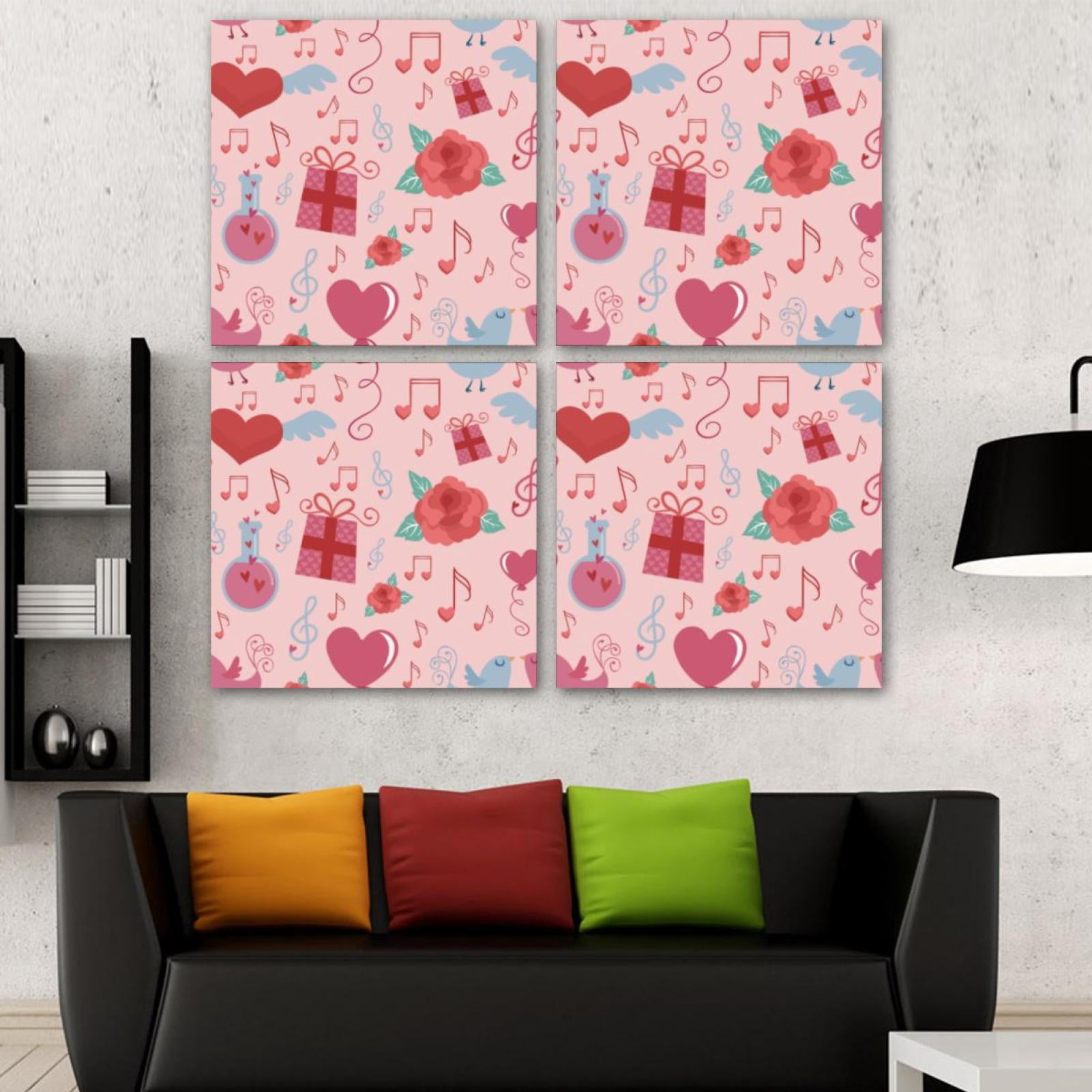 OWNSERIES Valentines Retro Love Music Notes Birds Pattern Pattern 4PC ...