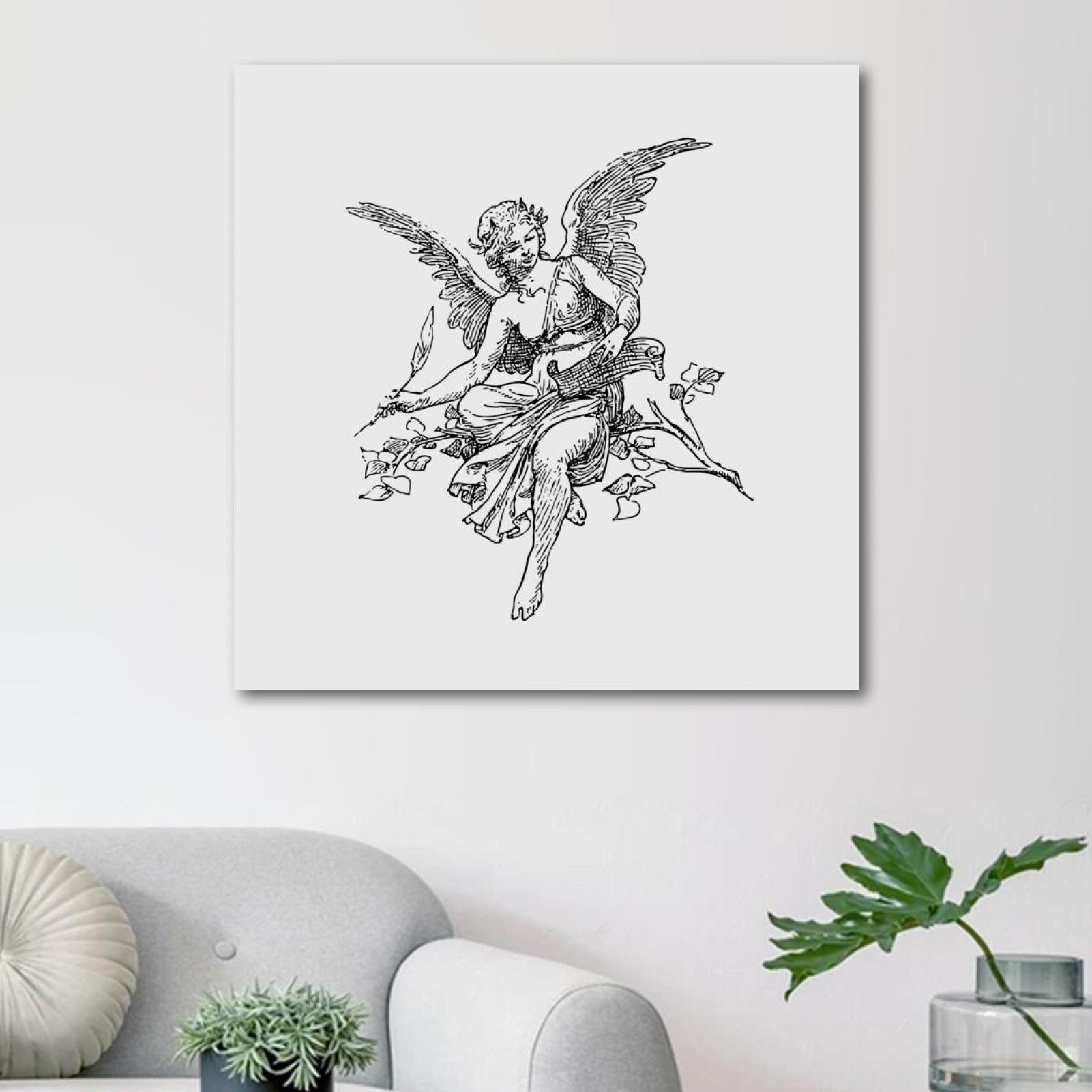 OWNSERIES Vintage Drawing Angel Pattern Canvas Wall Art Paintings for ...