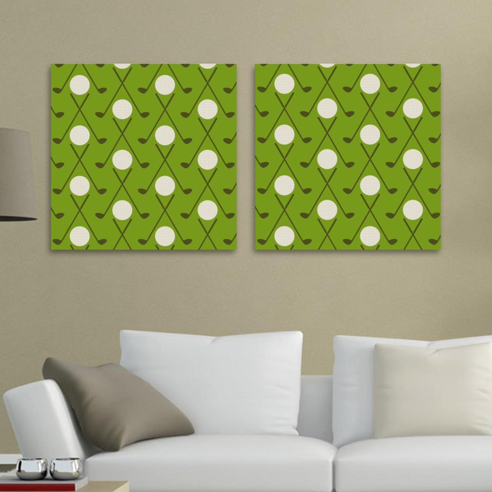 OWNSERIES Vintage Golf Pattern with Green Background Pattern 2PC Canvas ...