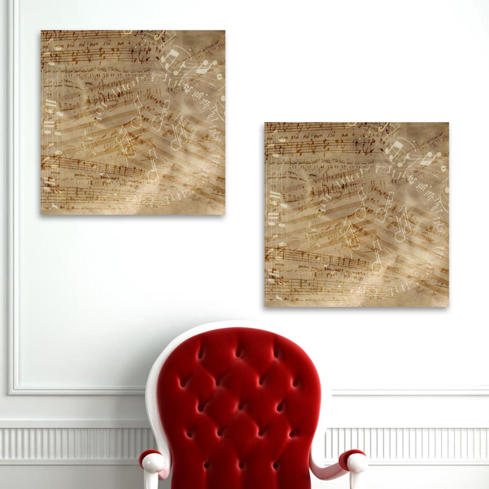 OWNSERIES Vintage Music Notes Pattern 2PC Canvas Wall Art Paintings for ...