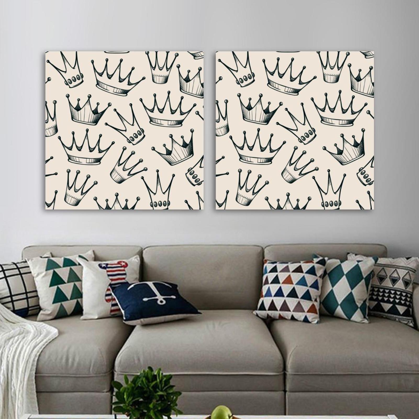 OWNSERIES Vintage Princess Crown Pattern 2PC Canvas Wall Art Paintings ...