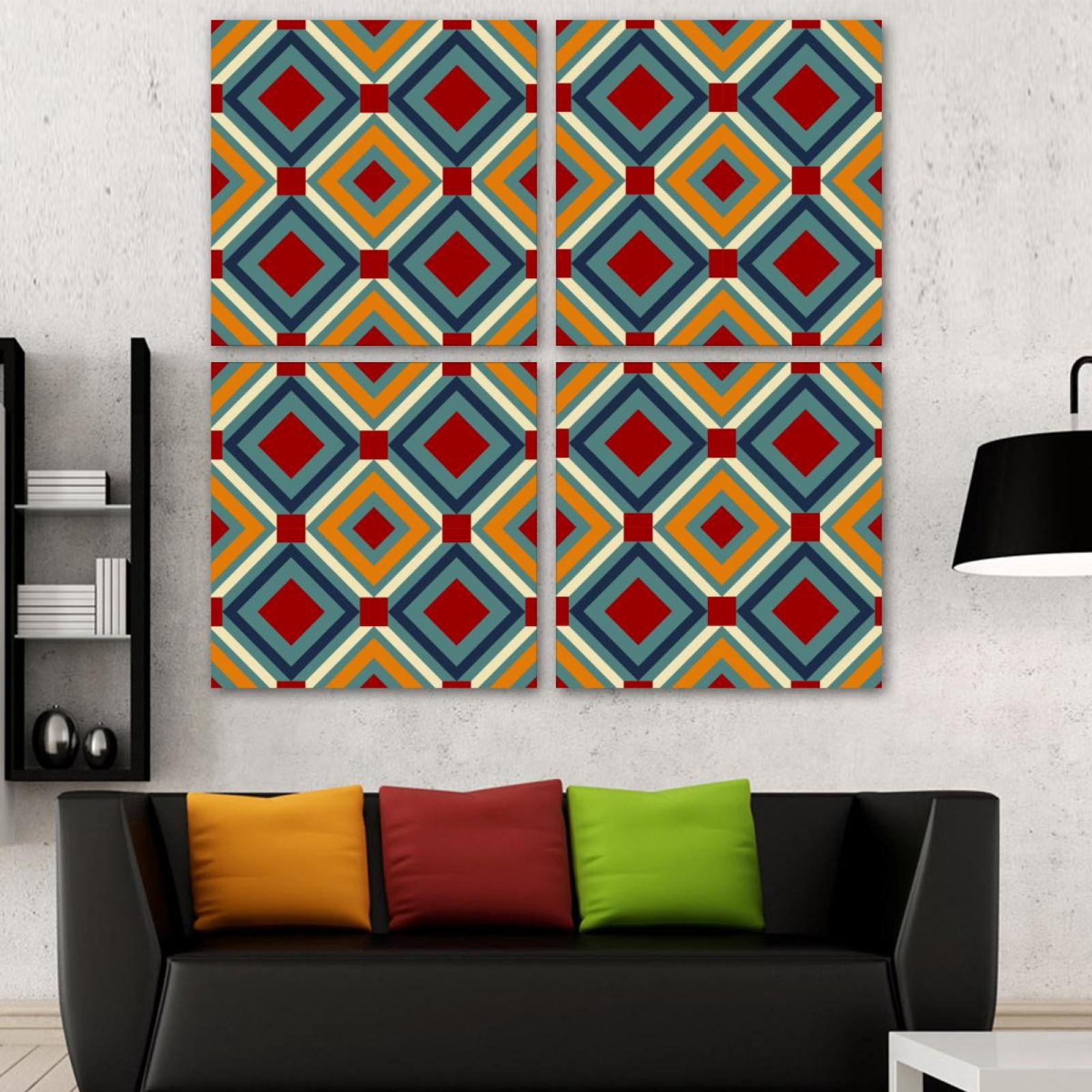 OWNSERIES Vintage Retro Floral Pattern Pattern 4PC Frameless Canvas ...
