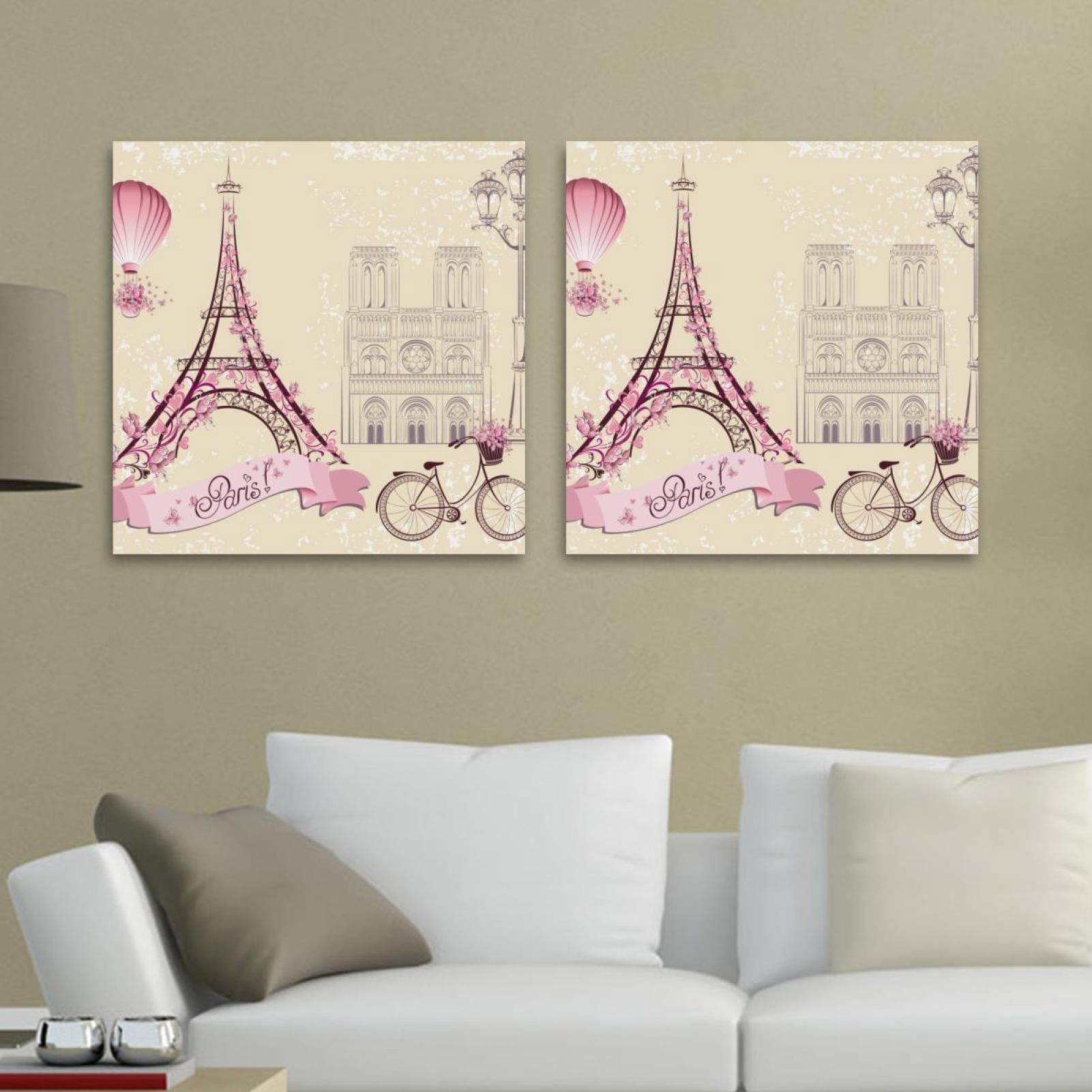 OWNSERIES Vintage Retro Paris Eiffel Tower Bicycle Pattern 2PC Canvas ...
