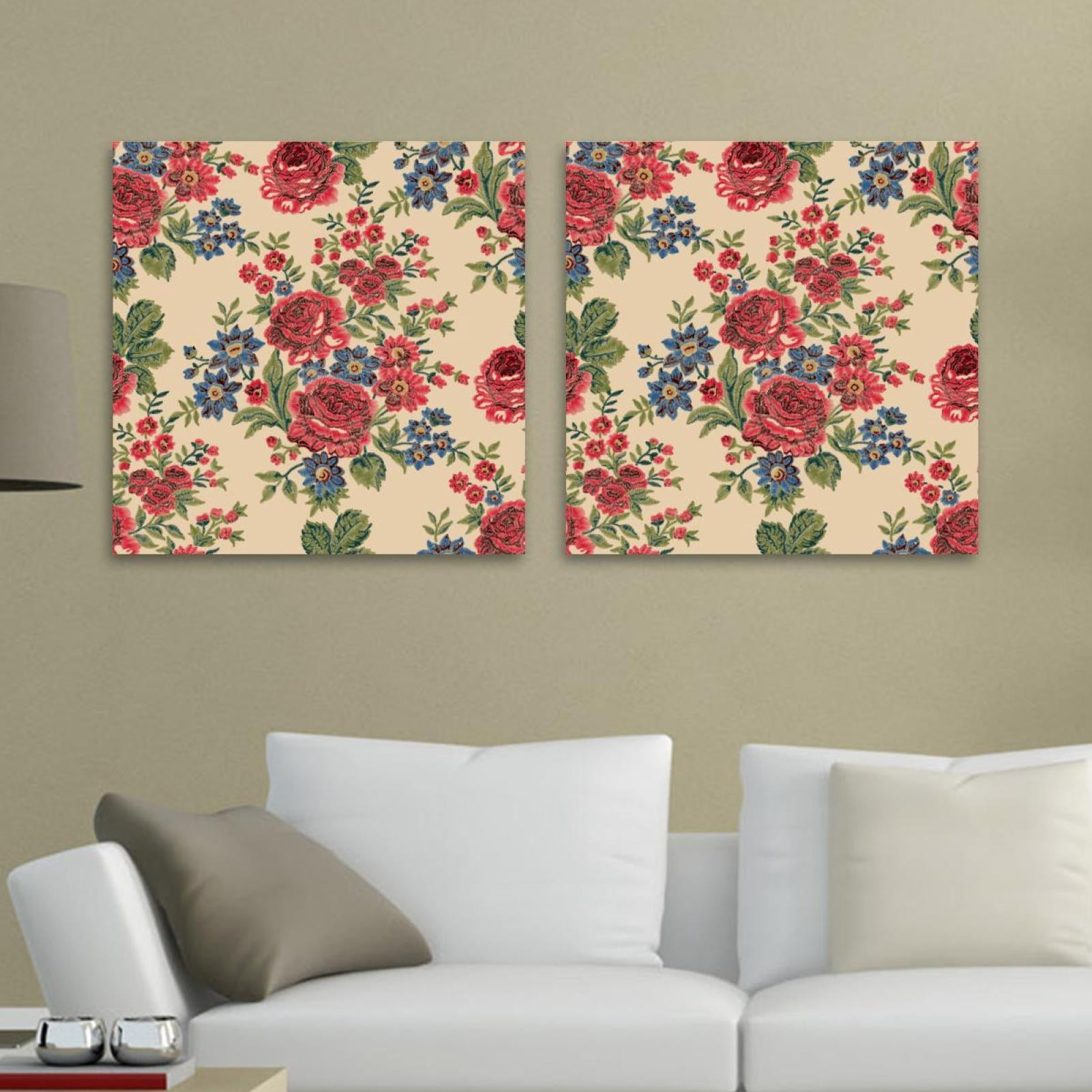 OWNSERIES Vintage Rose Flower Pattern 2PC Canvas Wall Art Paintings for ...