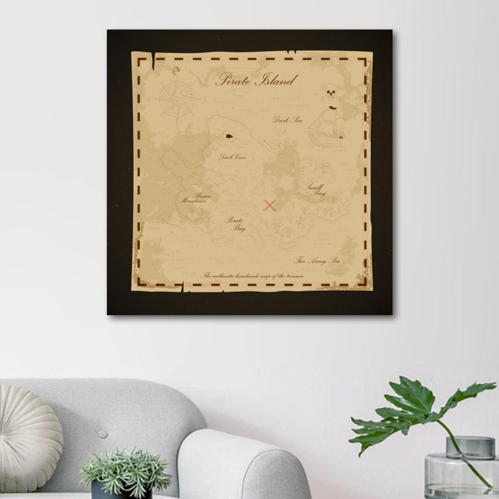 OWNSERIES Vintage Treasure Map Pattern Canvas Wall Art Paintings for ...