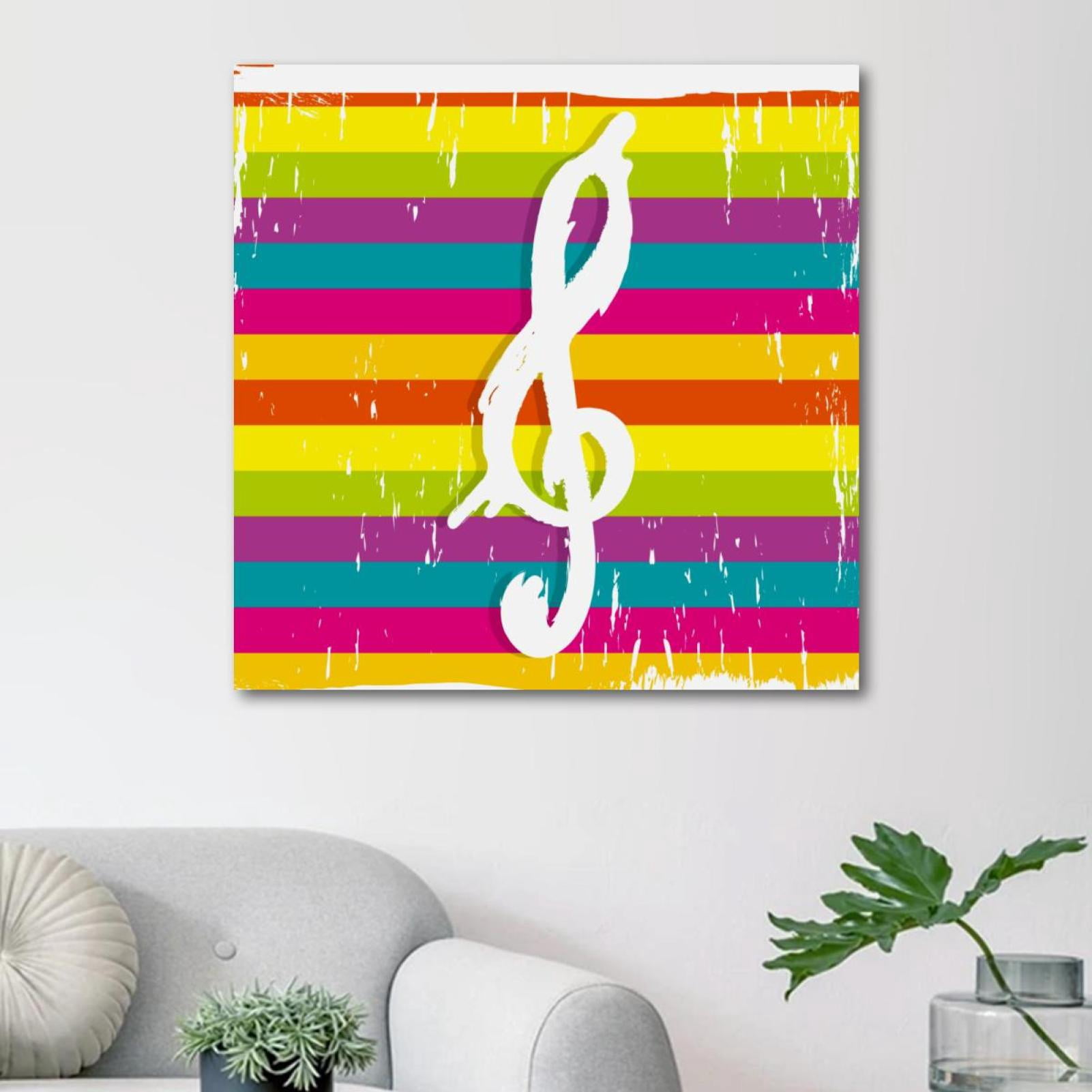 OWNSERIES Violin Music Note Key Colorful Stripes Pattern Canvas Wall ...