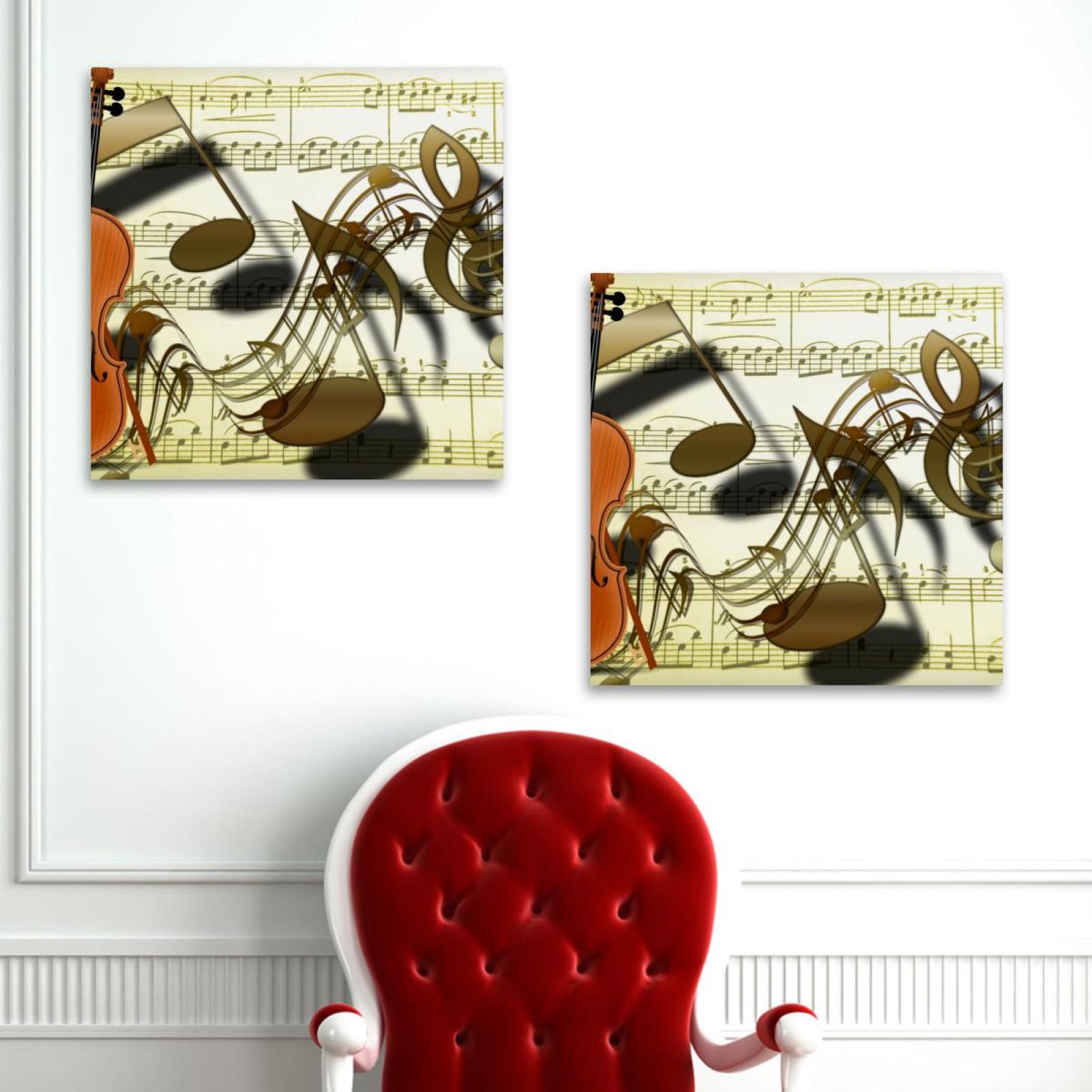 OWNSERIES Violin Music Notes Pattern 2PC Canvas Wall Art Paintings for ...