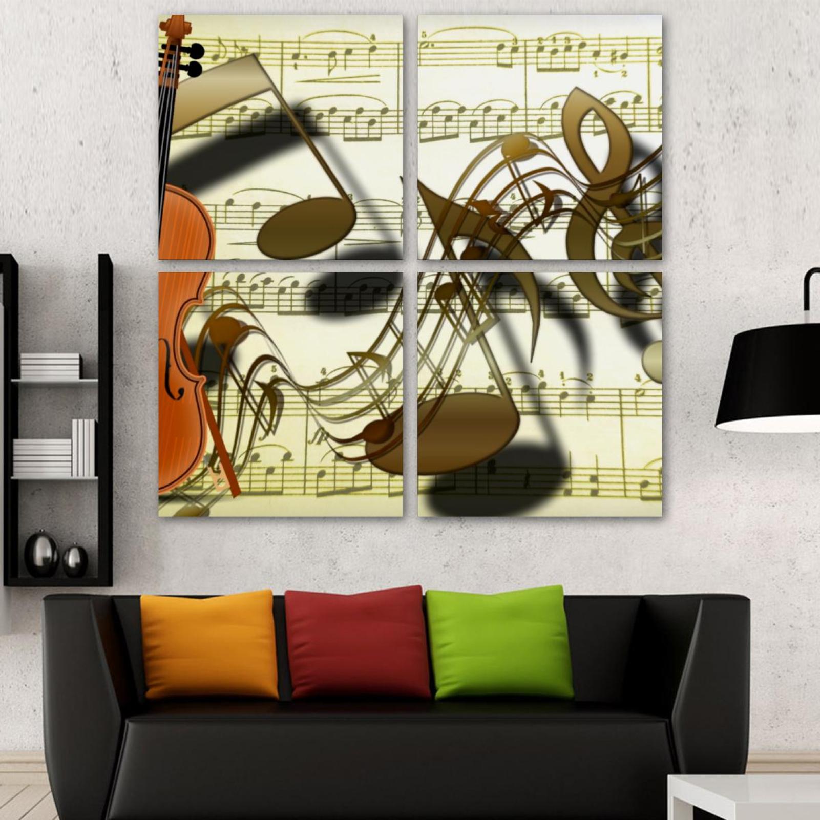 OWNSERIES Violin Music Notes Pattern 4PC Frameless Canvas Wall Art ...