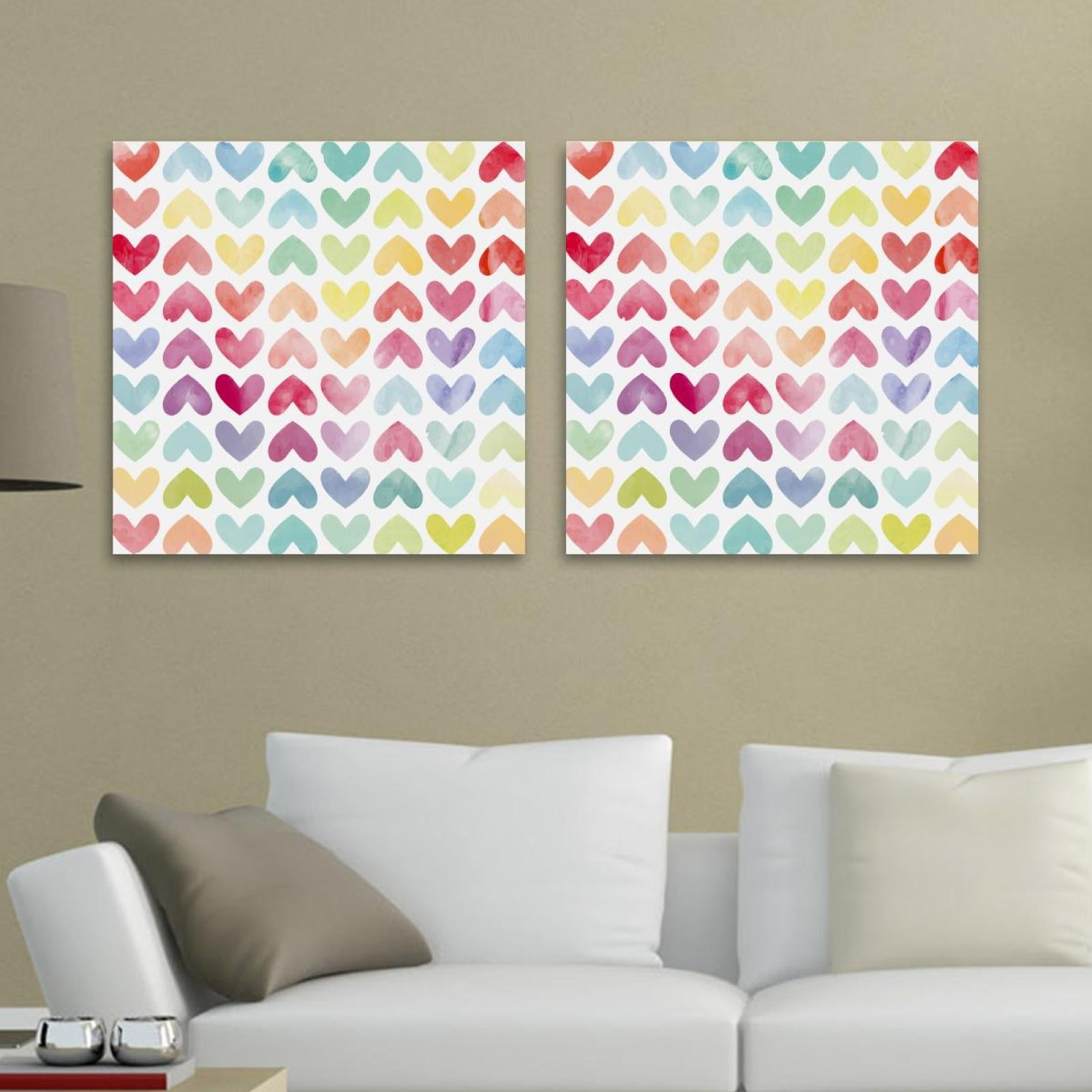 OWNSERIES Watercolor Colorful Rainbow Love Pattern 2PC Canvas Wall Art ...