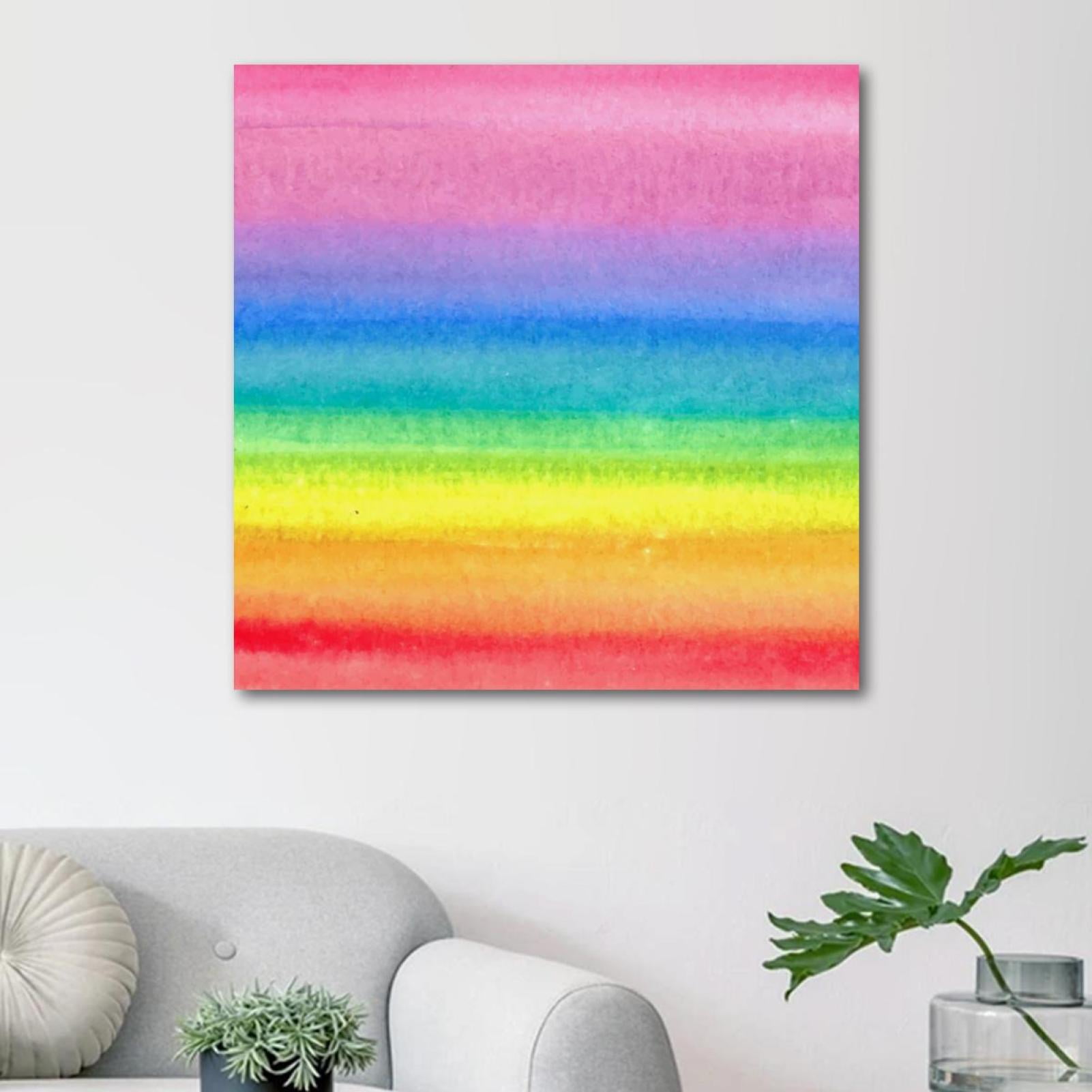 OWNSERIES Watercolor Colorful Rainbow Painting Pattern Canvas Wall Art ...