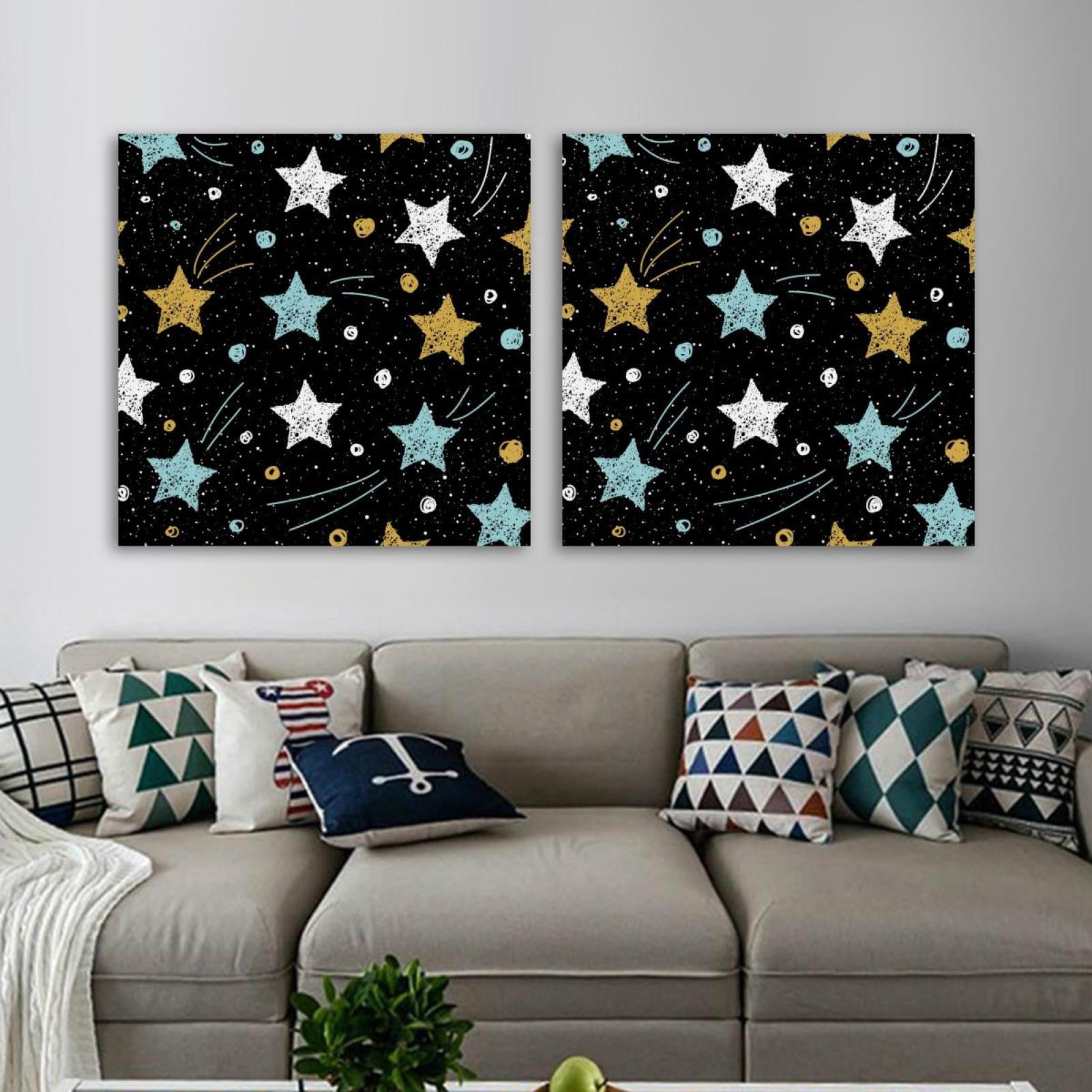 OWNSERIES Watercolor Painting Stars Pattern 2PC Canvas Wall Art ...