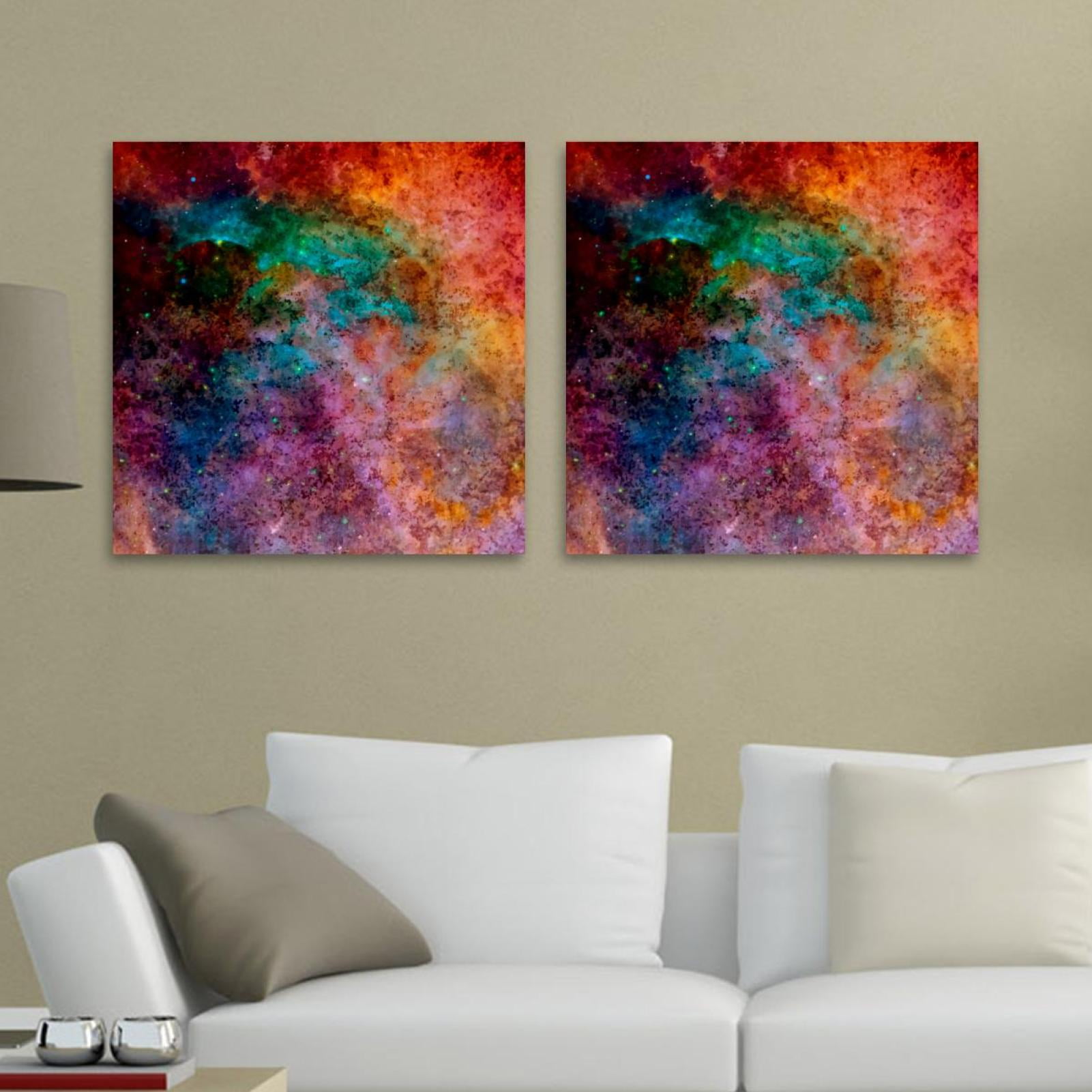 OWNSERIES Watercolored Outer Space Texture Pattern 2PC Canvas Wall Art ...