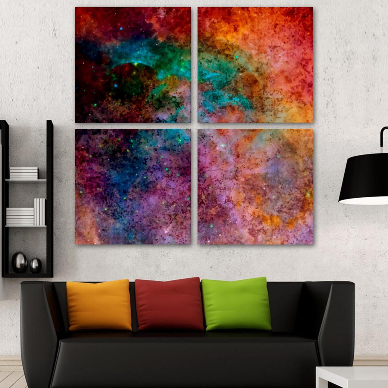 OWNSERIES Watercolored Outer Space Texture Pattern 4PC Frameless Canvas ...