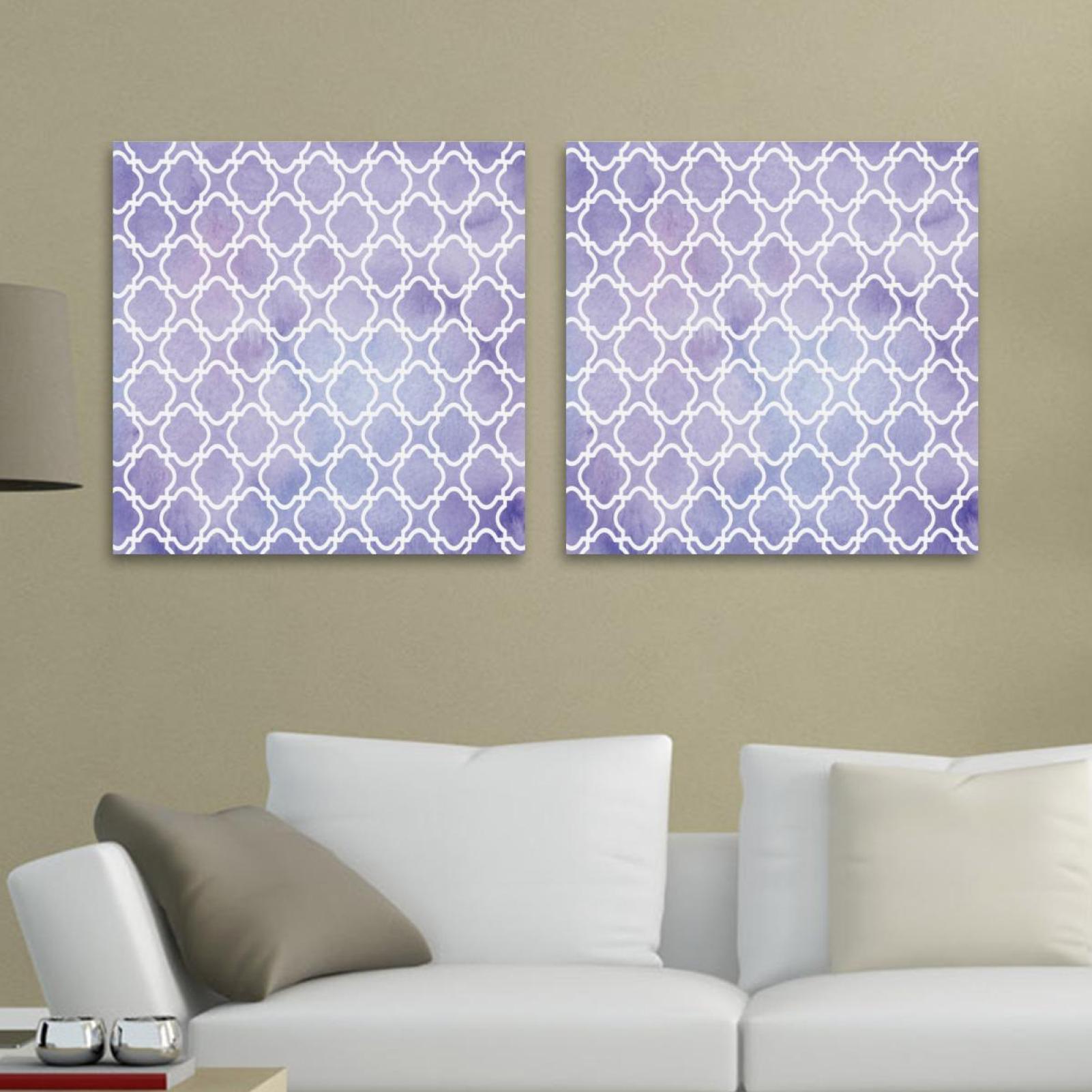 OWNSERIES Watercolour Mosaic Violet Geometric Pattern 2PC Canvas Wall ...