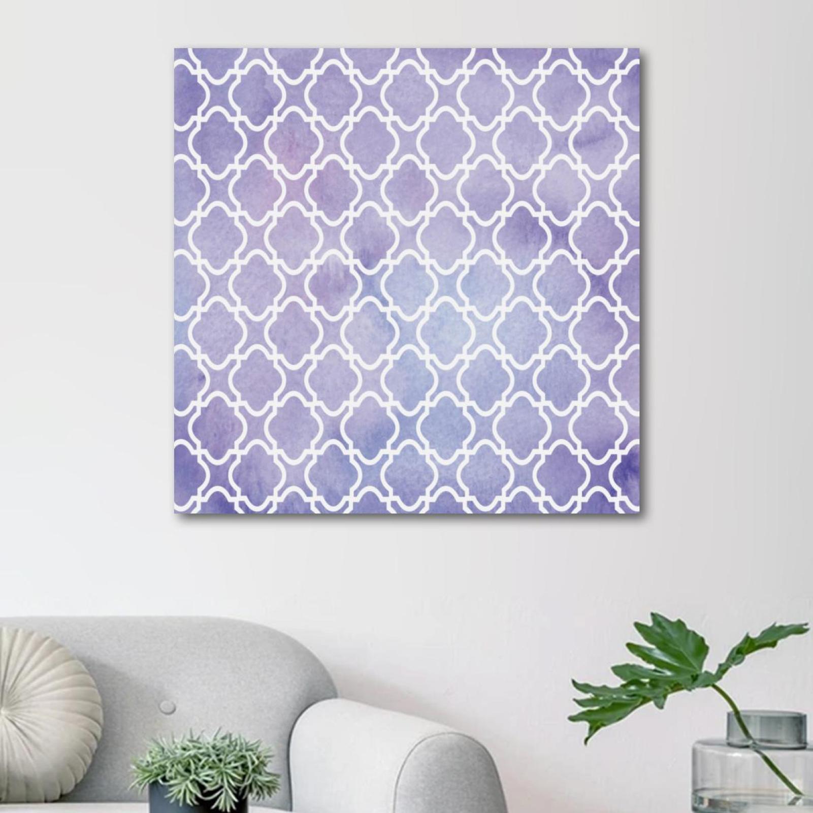OWNSERIES Watercolour Mosaic Violet Geometric Pattern Canvas Wall Art ...