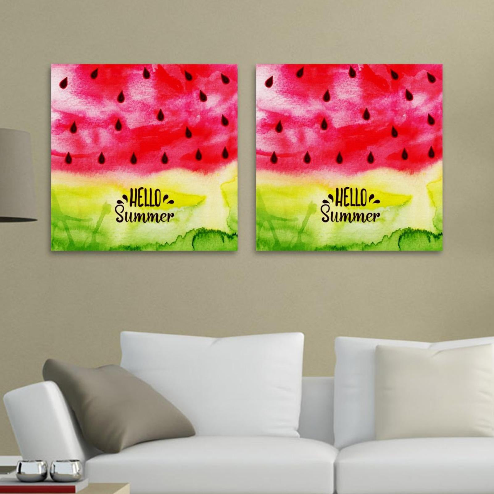 OWNSERIES Watermelon Hello Summer Pattern 2PC Canvas Wall Art Paintings ...