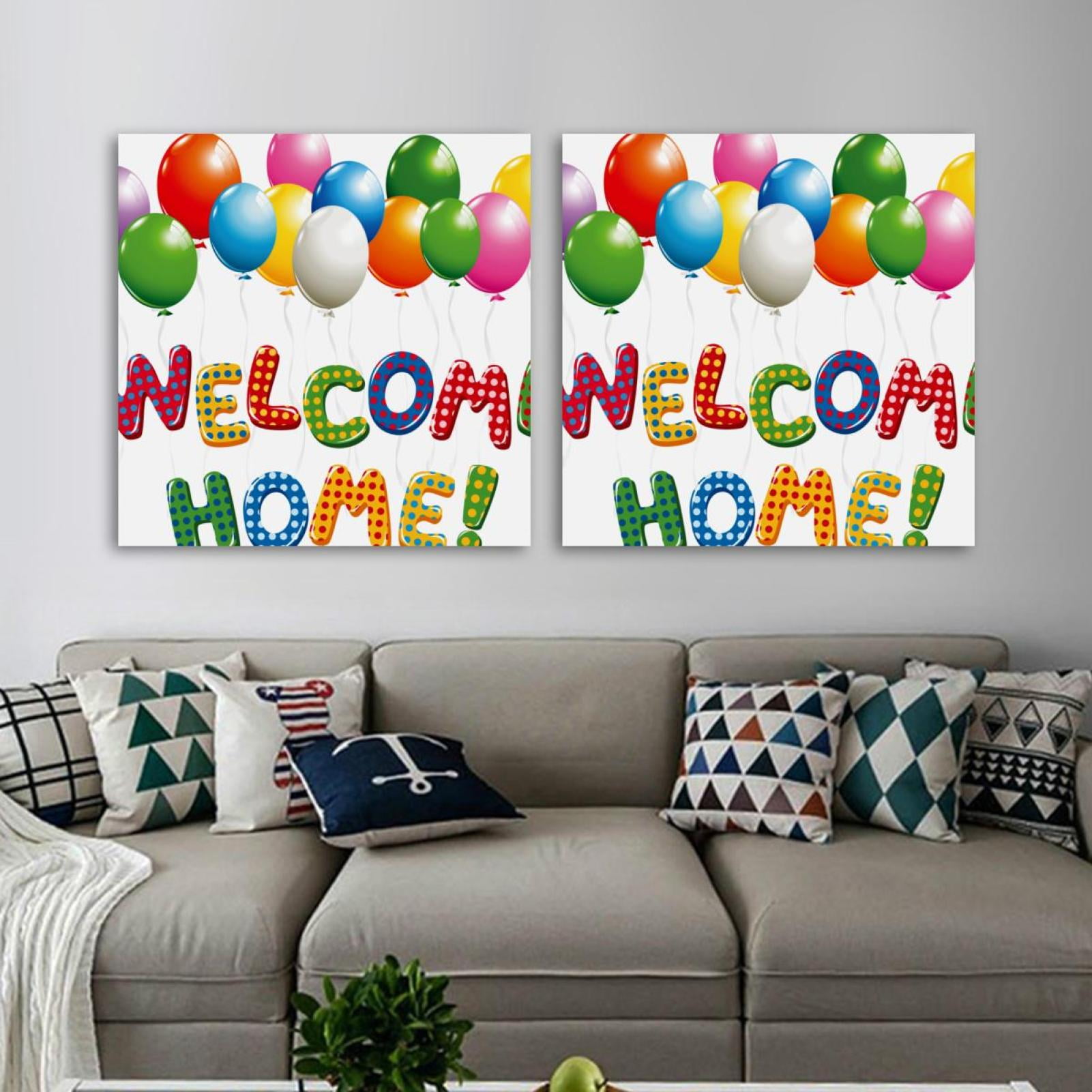 OWNSERIES Welcome Home Pattern 2PC Canvas Wall Art Paintings for Living ...