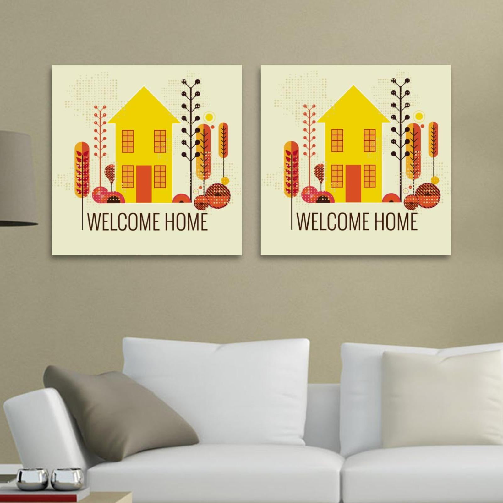 OWNSERIES Welcome Home Pattern 2PC Canvas Wall Art Paintings for Living ...