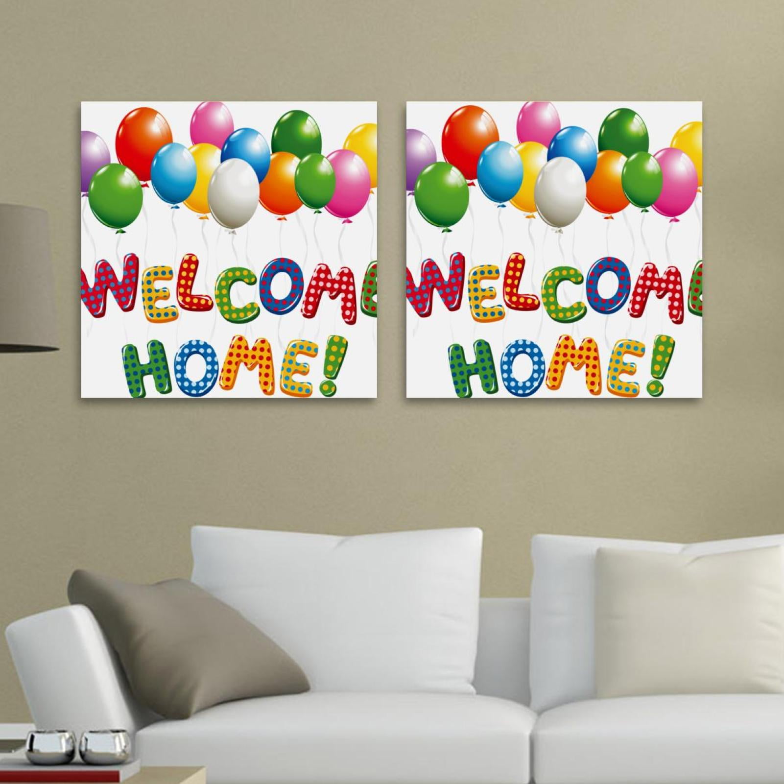 OWNSERIES Welcome Home Pattern 2PC Canvas Wall Art Paintings for Living ...